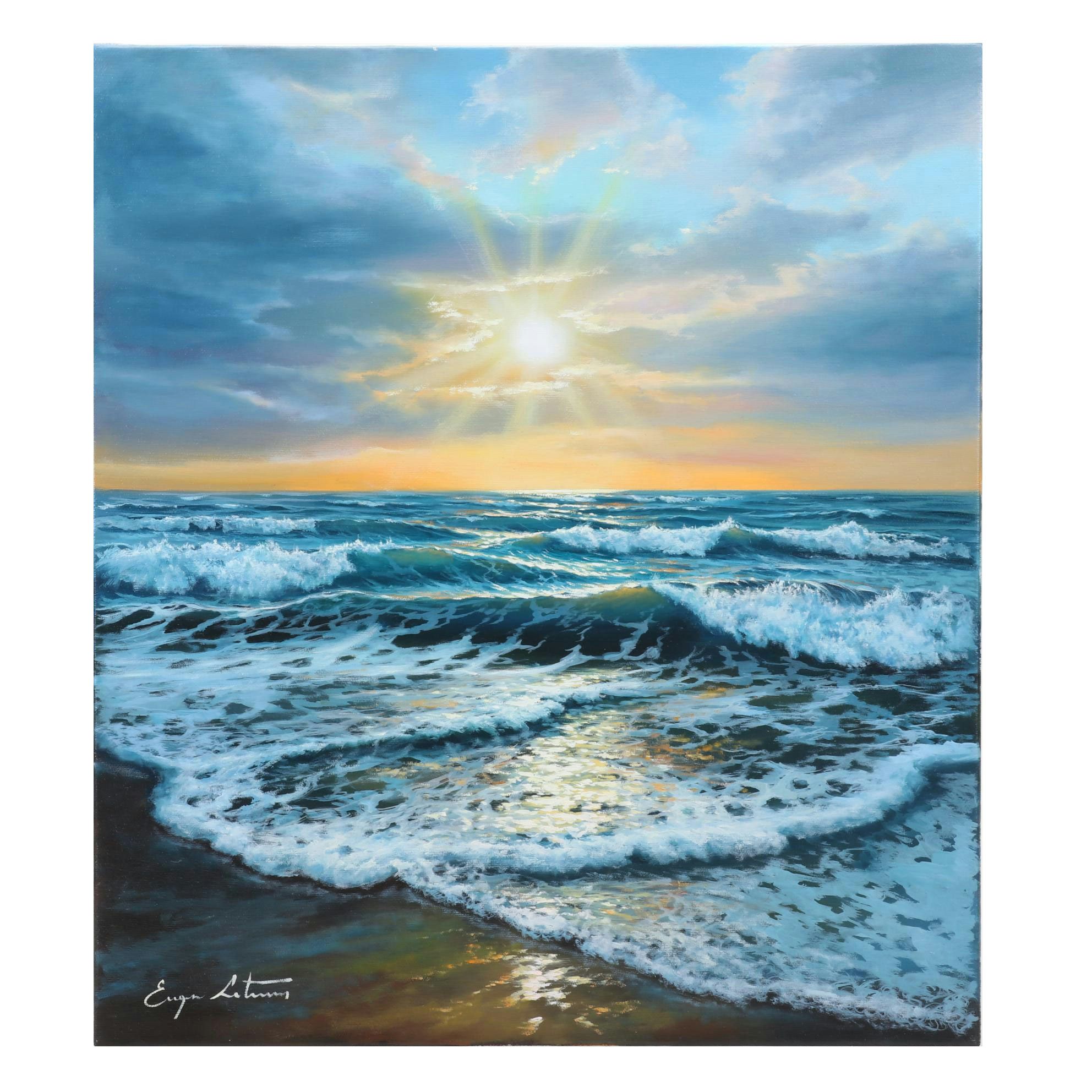 Jevgenijus Litvinas Coastal Landscape Oil Painting "Sunrays," 2021 | EBTH