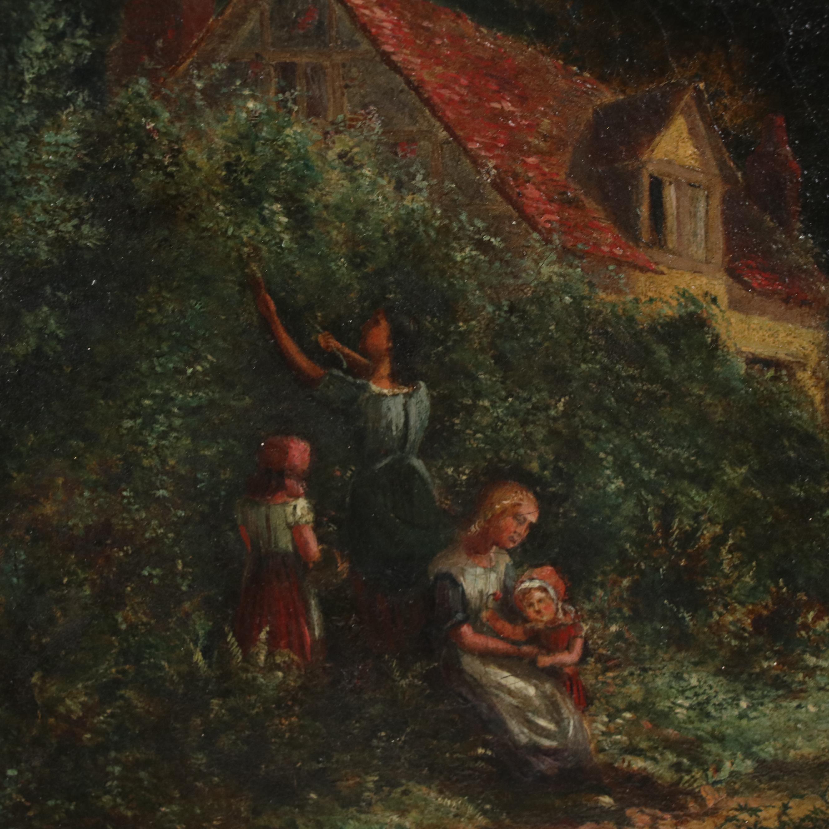 Henry Lander Oil Painting "Gathering Blackberries," 1863 | EBTH