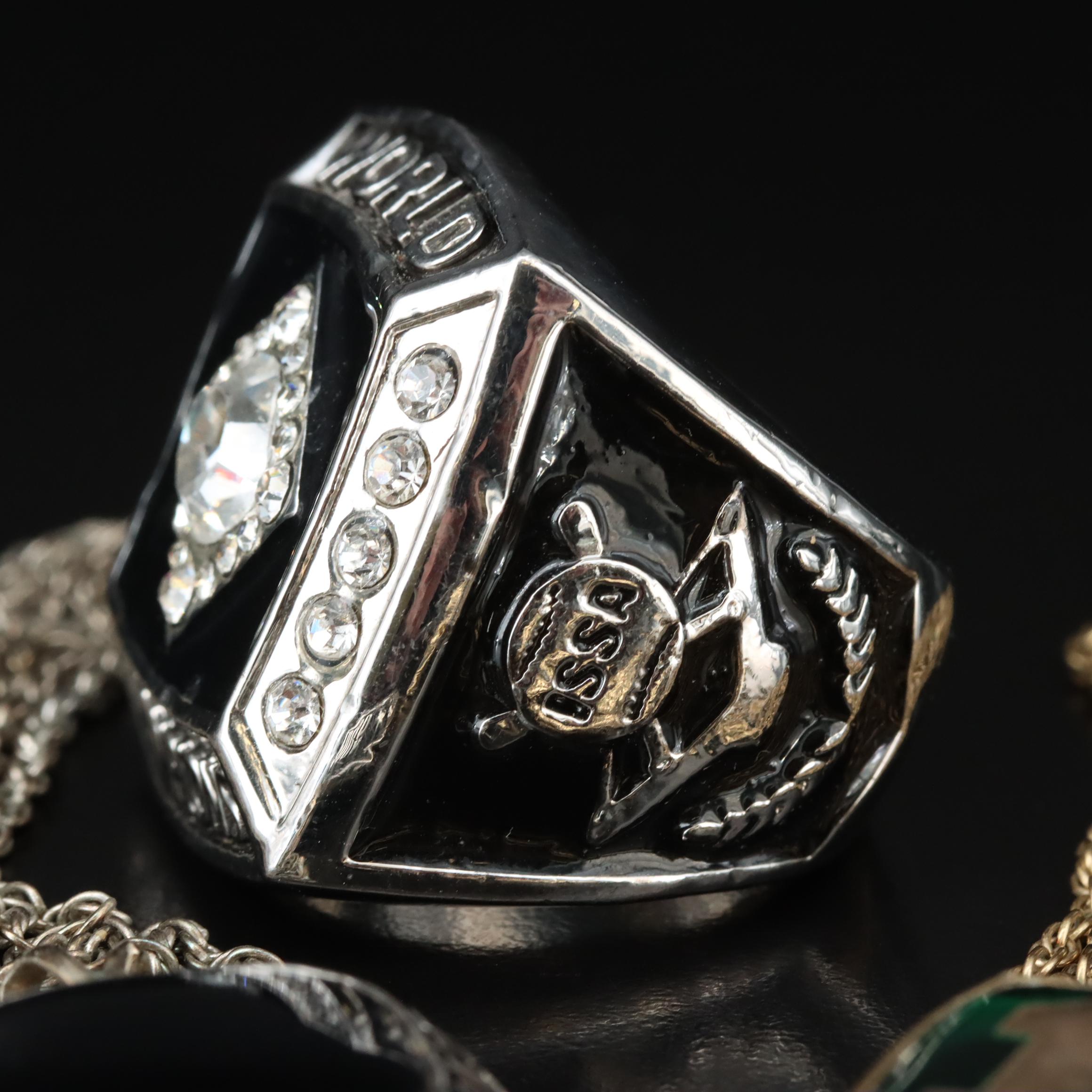 World Champion Themed Necklaces and Ring Including Sterling, Spinel ...