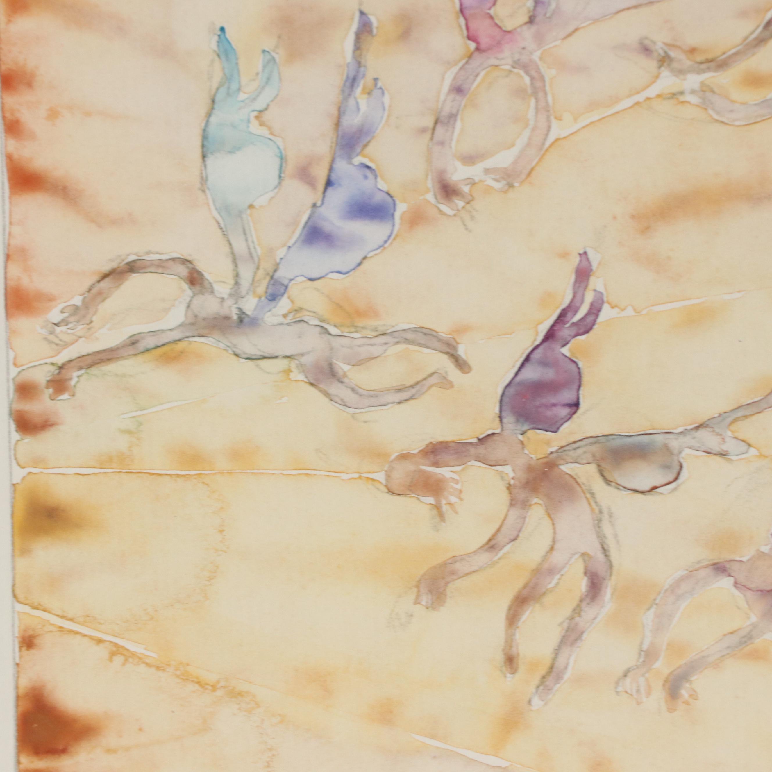 Walter Sorge Watercolor Painting "Angels," 1992 | EBTH