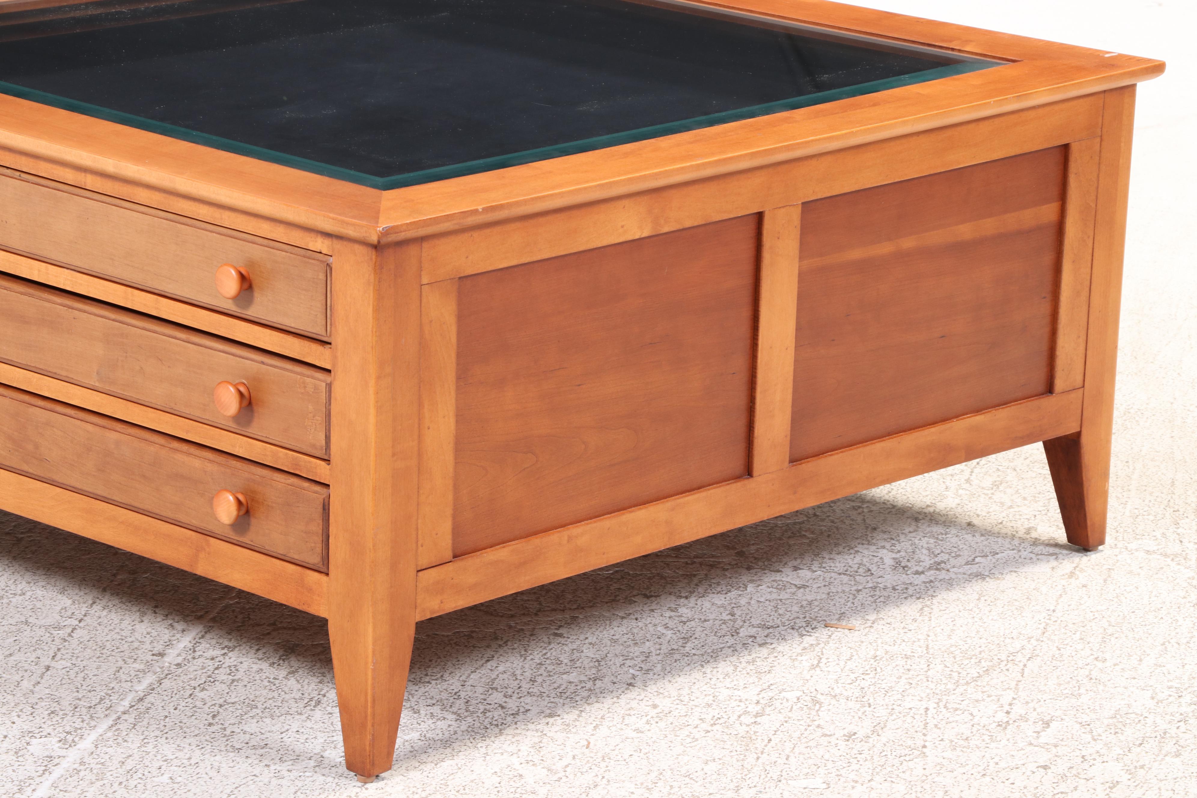 American Primitive Style Maple and Cherrywood Three-Drawer Vitrine ...