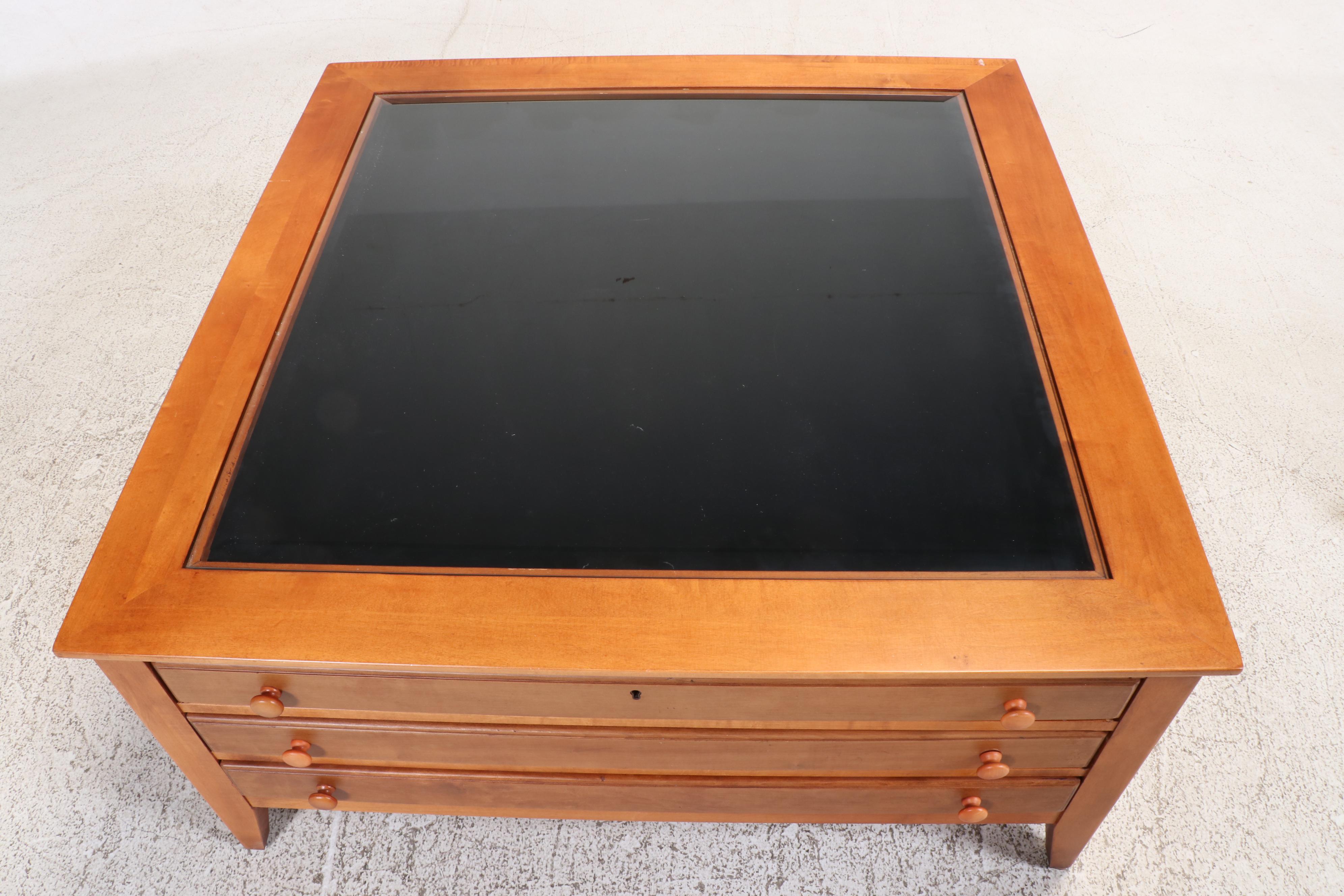 American Primitive Style Maple and Cherrywood Three-Drawer Vitrine ...