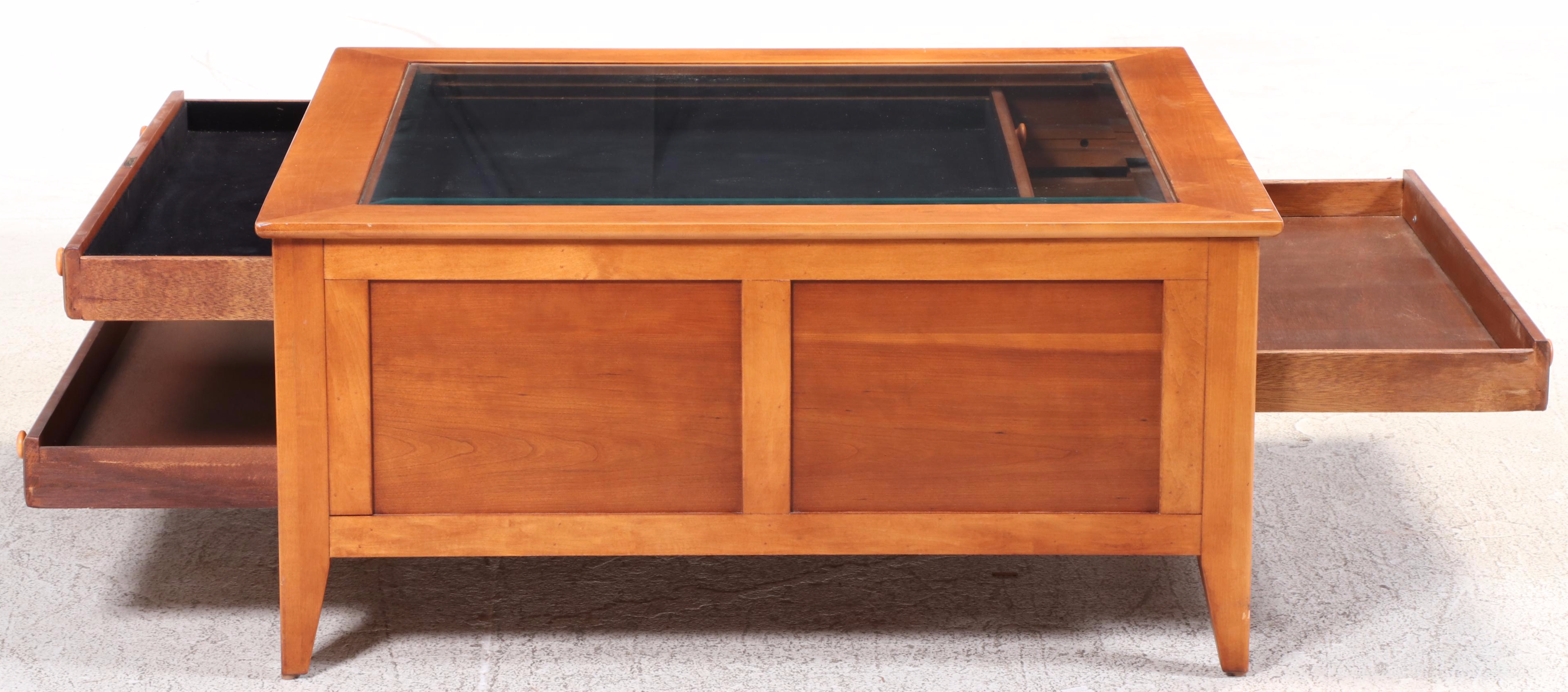 American Primitive Style Maple and Cherrywood Three-Drawer Vitrine ...