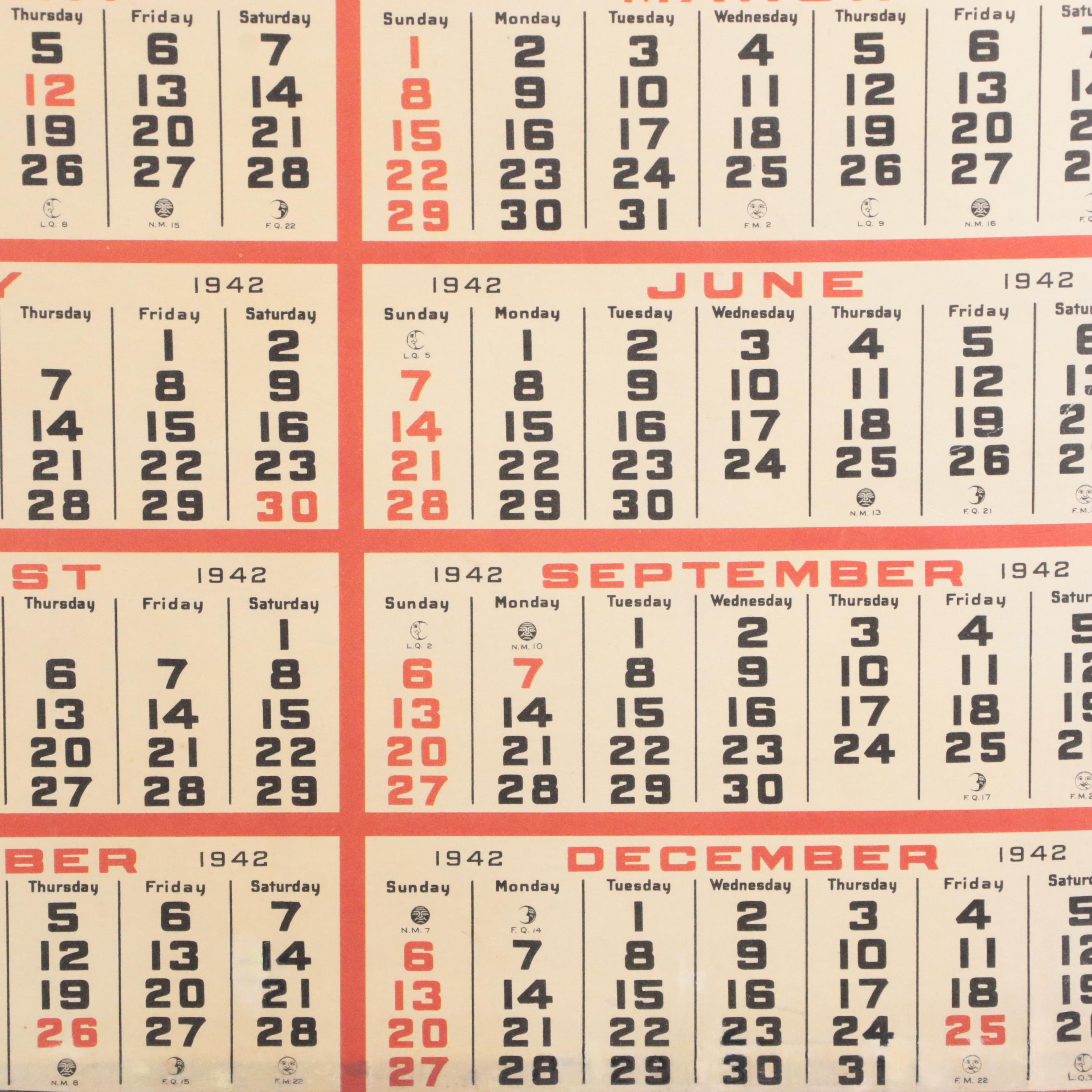 WWII Advertisement Poster and Calendar, 1942 | EBTH