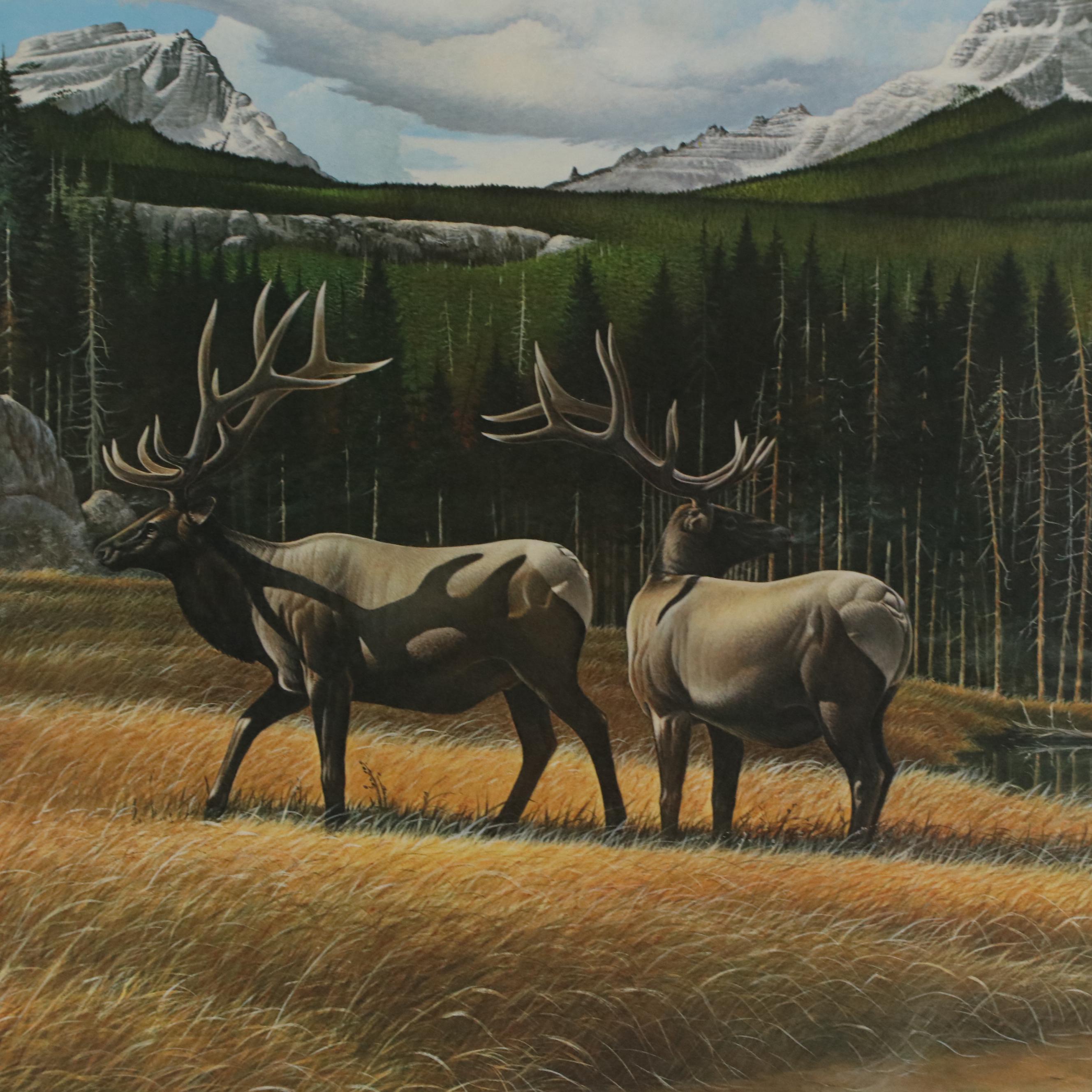 Richard Evans Younger Offset Lithograph "American Elk" | EBTH