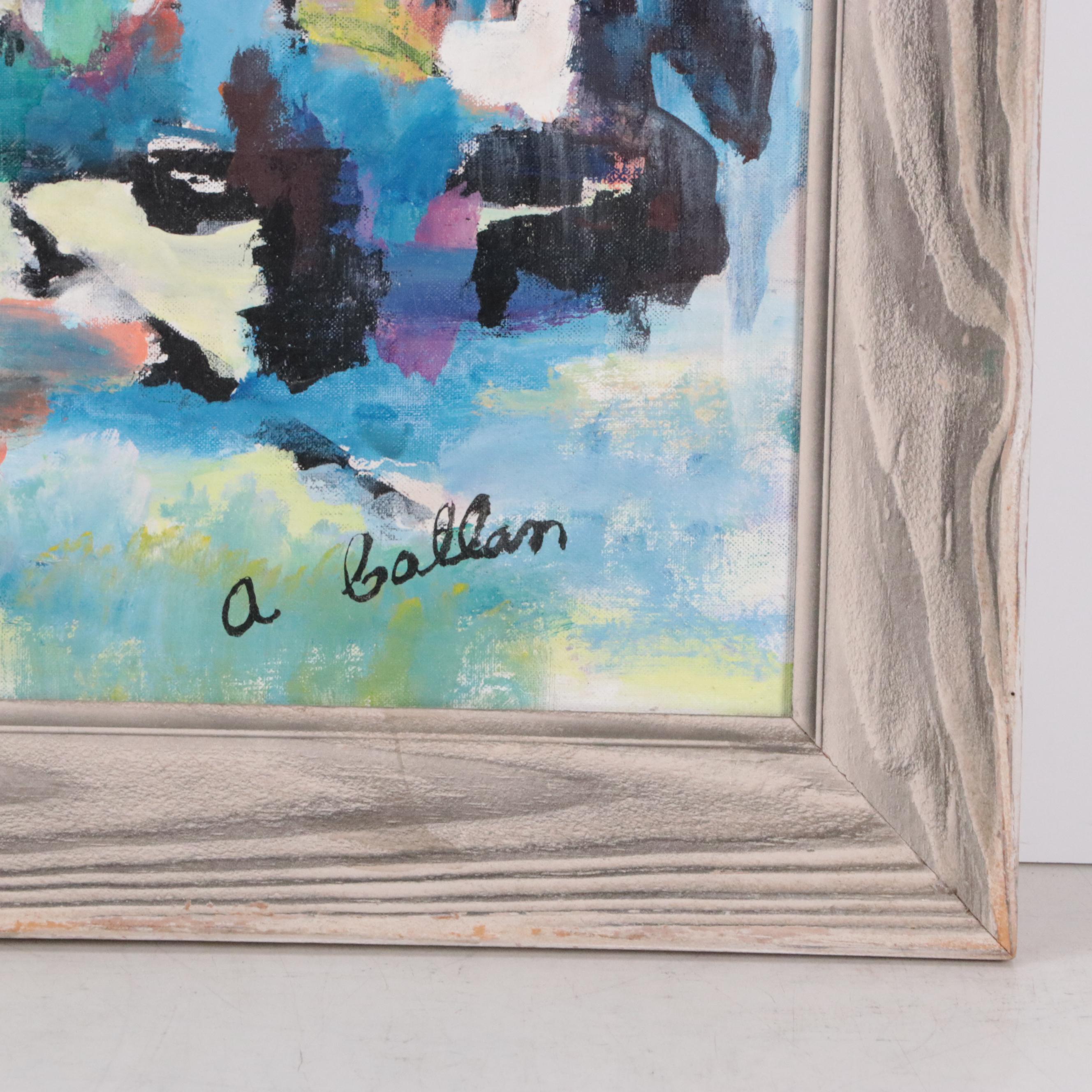 A. Callan Landscape Acrylic Painting "Derelicts on the Hudson River ...