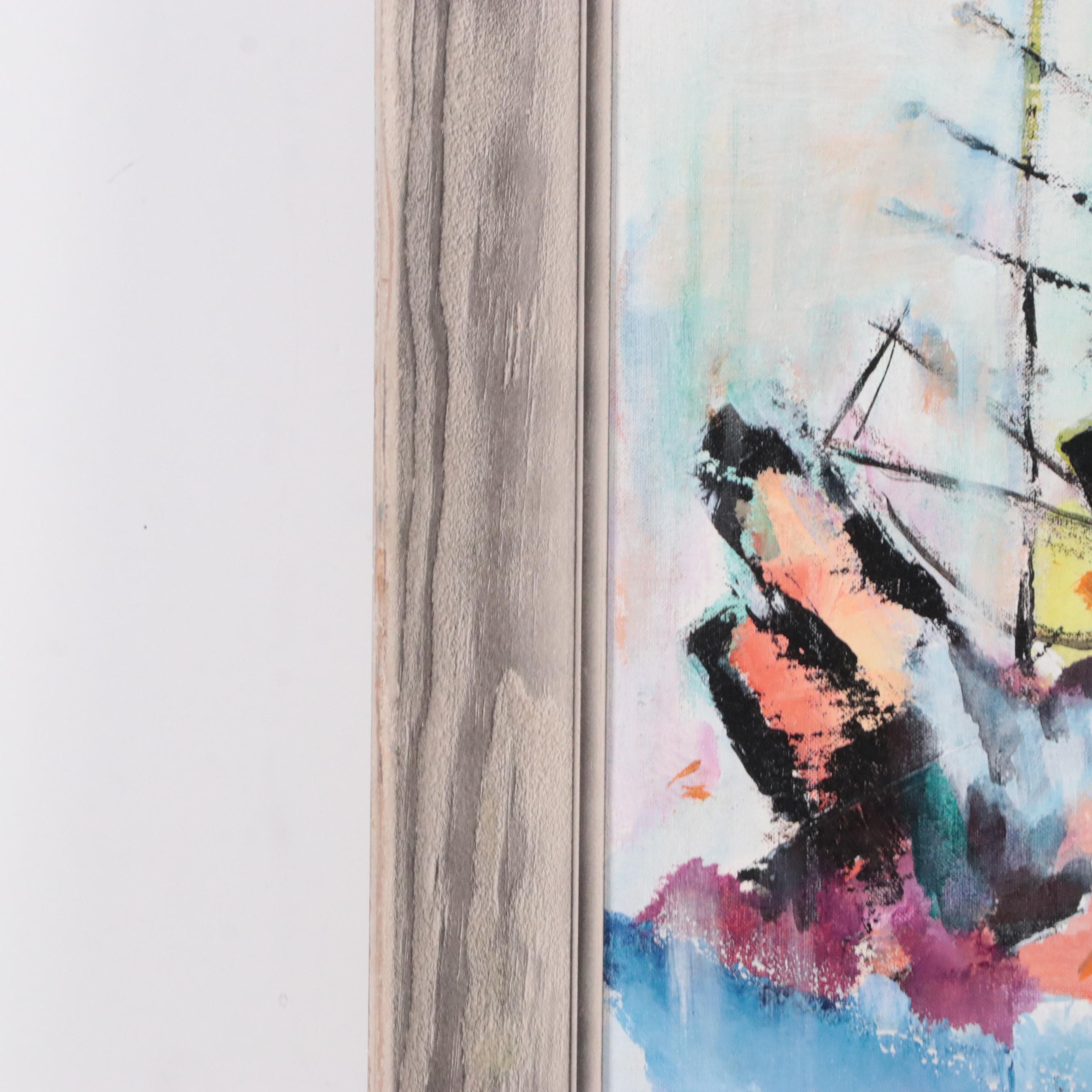 A. Callan Landscape Acrylic Painting "Derelicts on the Hudson River ...