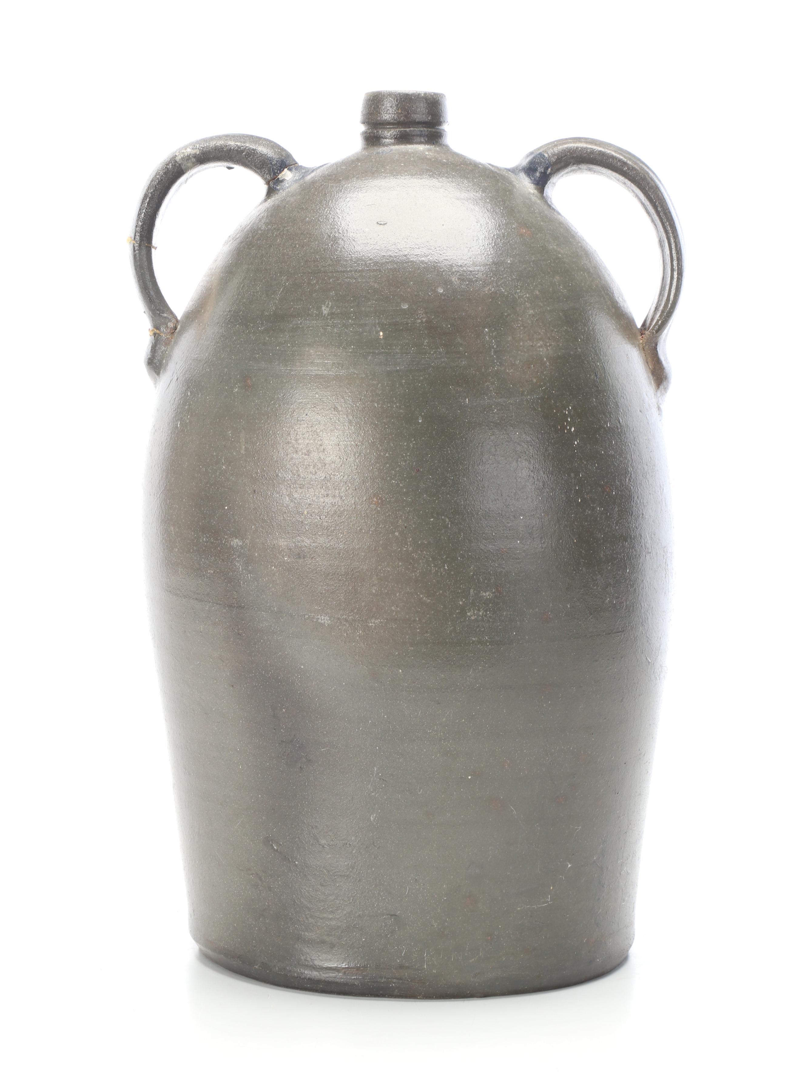 Williams & Reppert Double Handled Jug with Cobalt Stenciled and ...