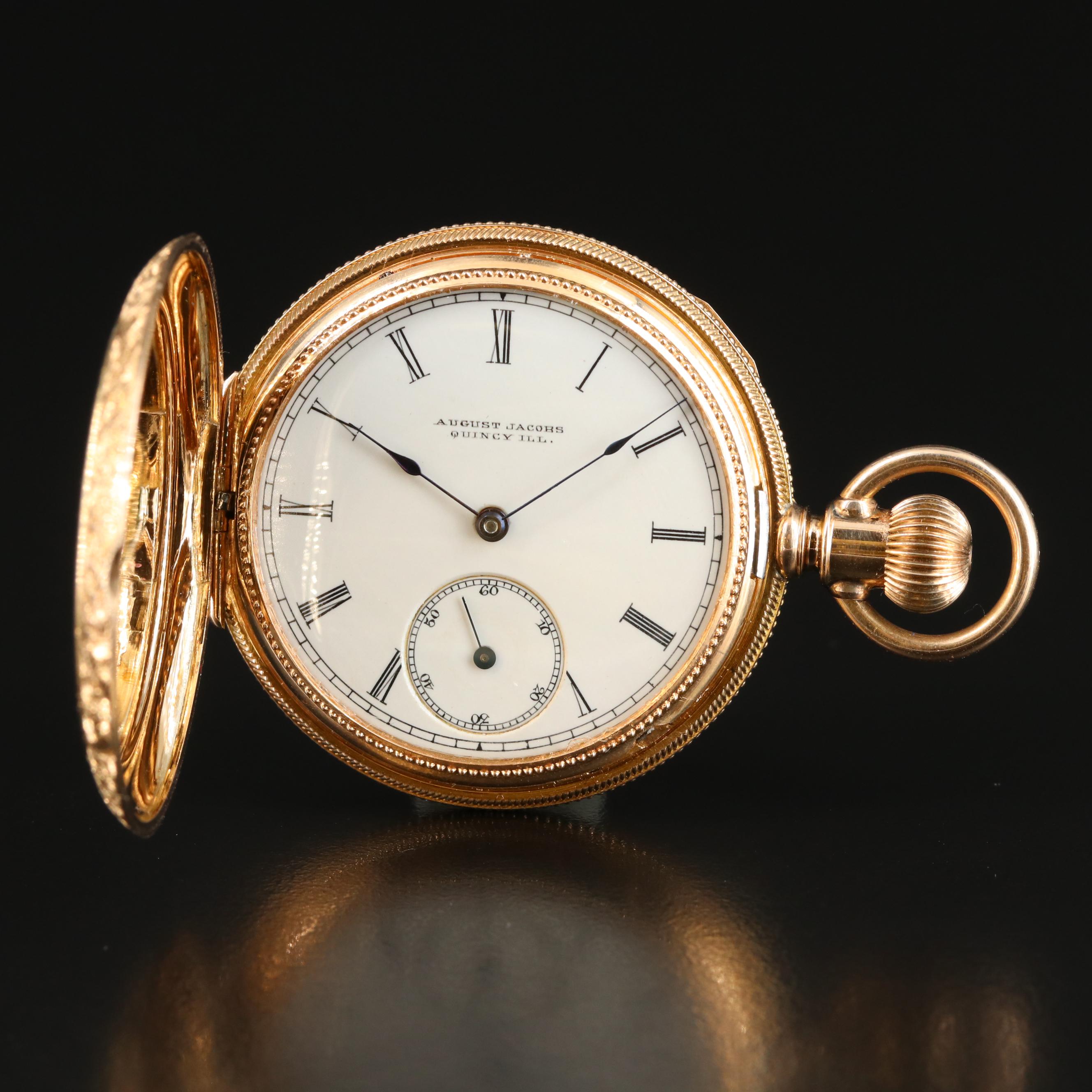 1882 Illinois 14K Ruby, Emerald, Sapphire and Diamond Hunting Case ...