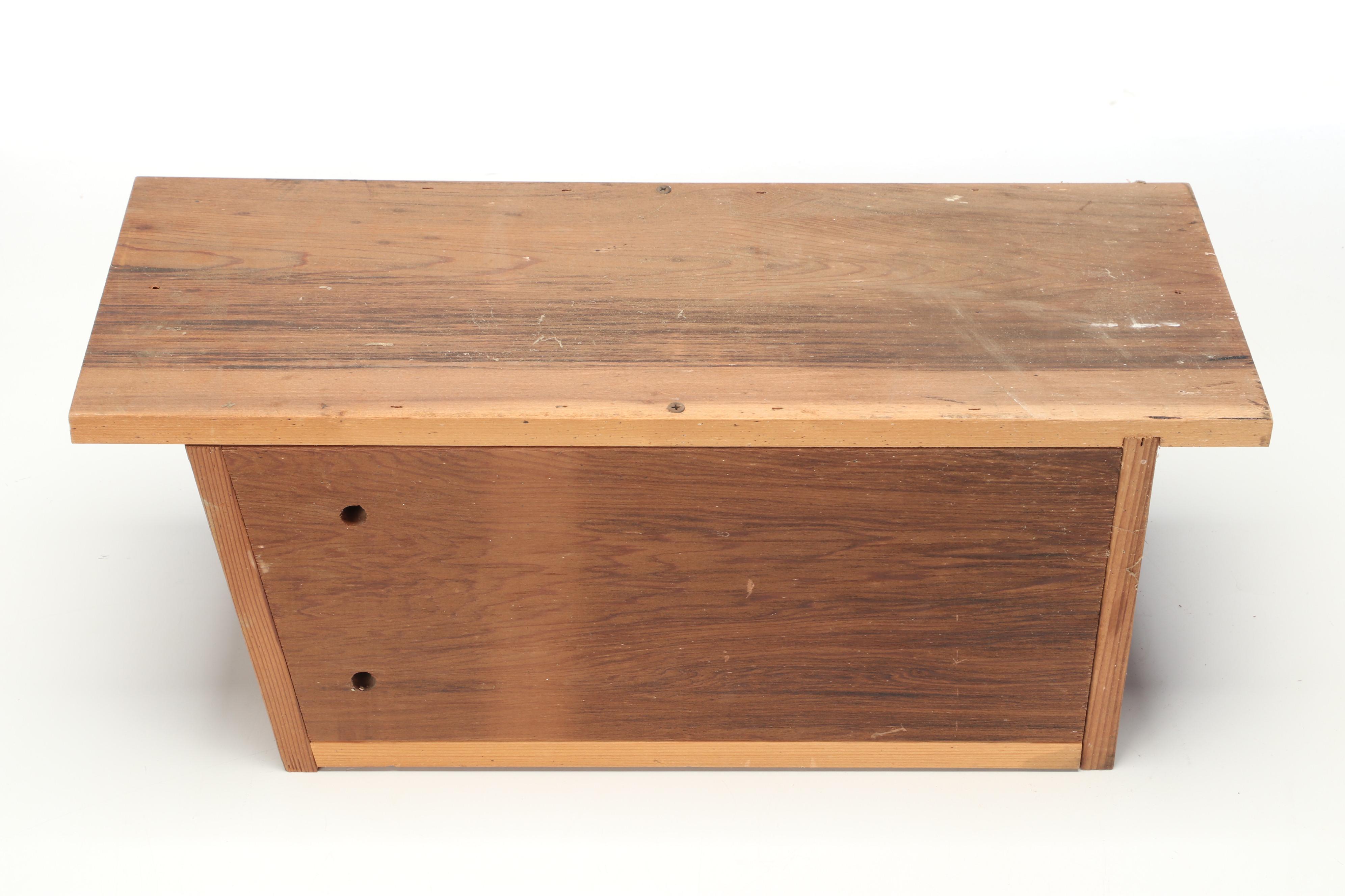 Wildwood Farms Pine Birdhouse with Goat Motif Pine Footstool | EBTH