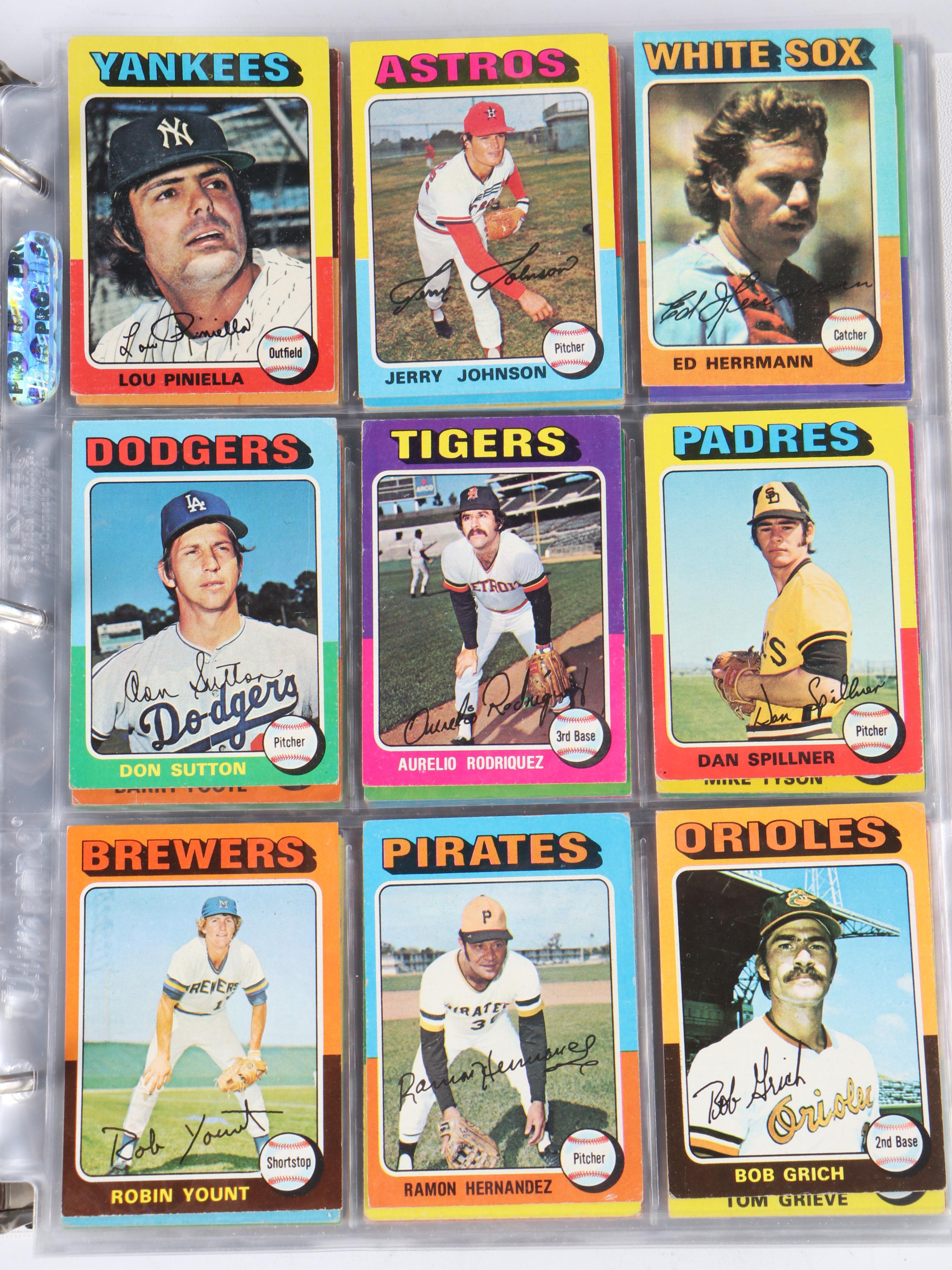 1975 Topps Baseball Card Complete Set with George Brett and Robin Yount ...