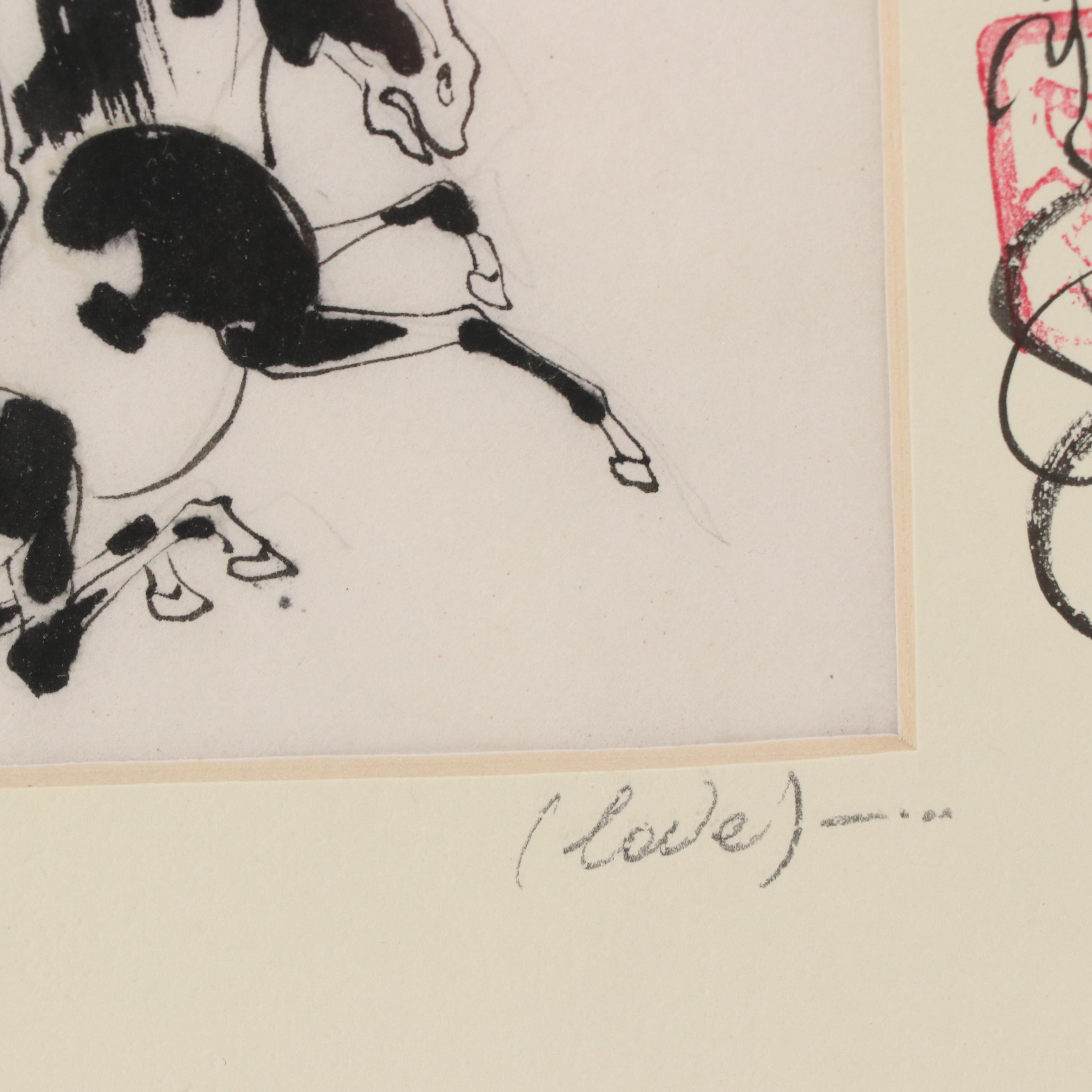 Tsolmon Damba Ink and Watercolor Painting "Love" | EBTH