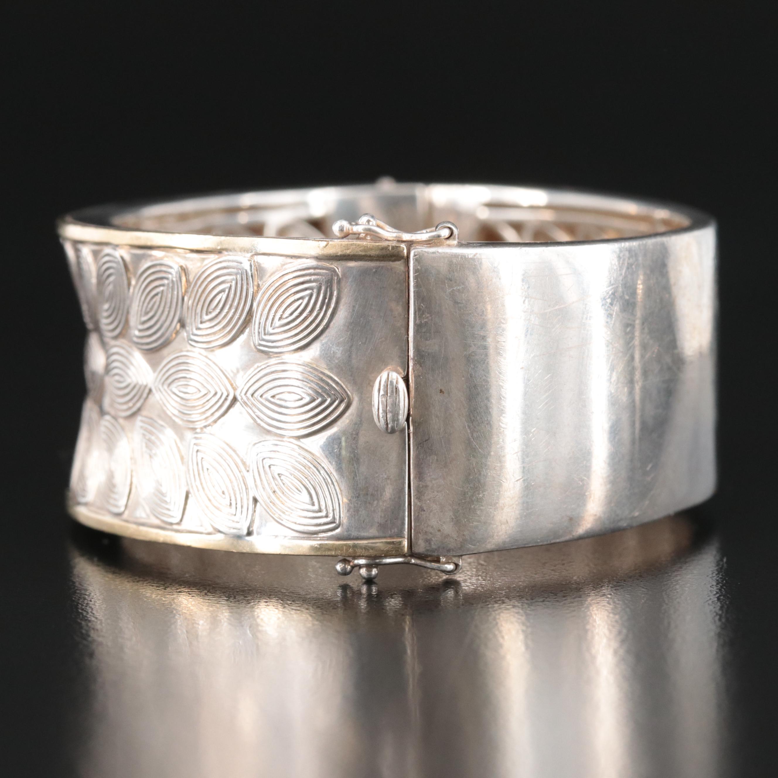 Lorenzo Sterling Hinged Bangle with 18K Trim | EBTH