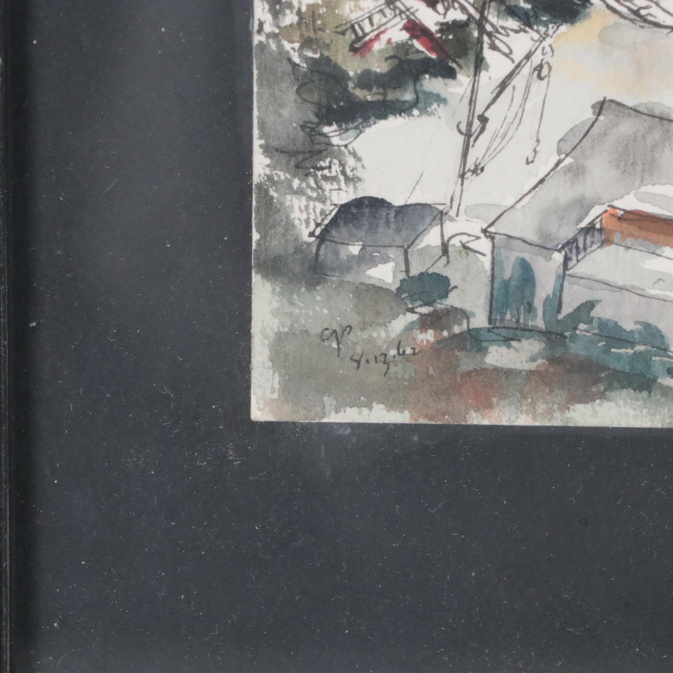 Charles F. Penniman Watercolor Painting of Camden Harbor Landscape ...