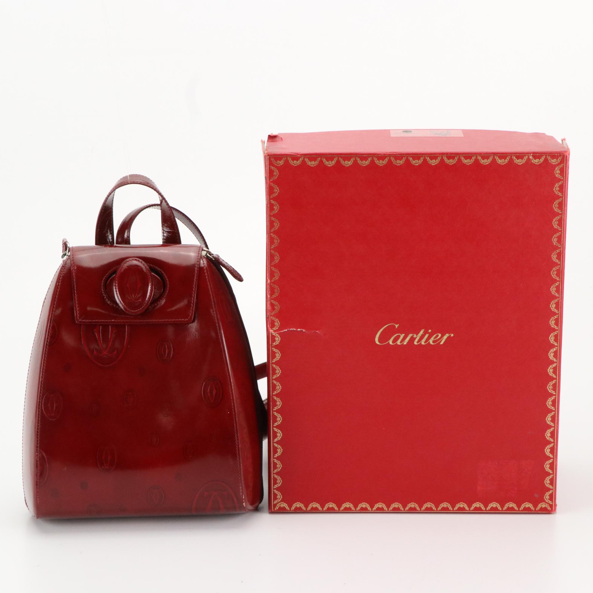 Cartier Happy Birthday Medium Backpack Purse in Monogram Patent Leather ...
