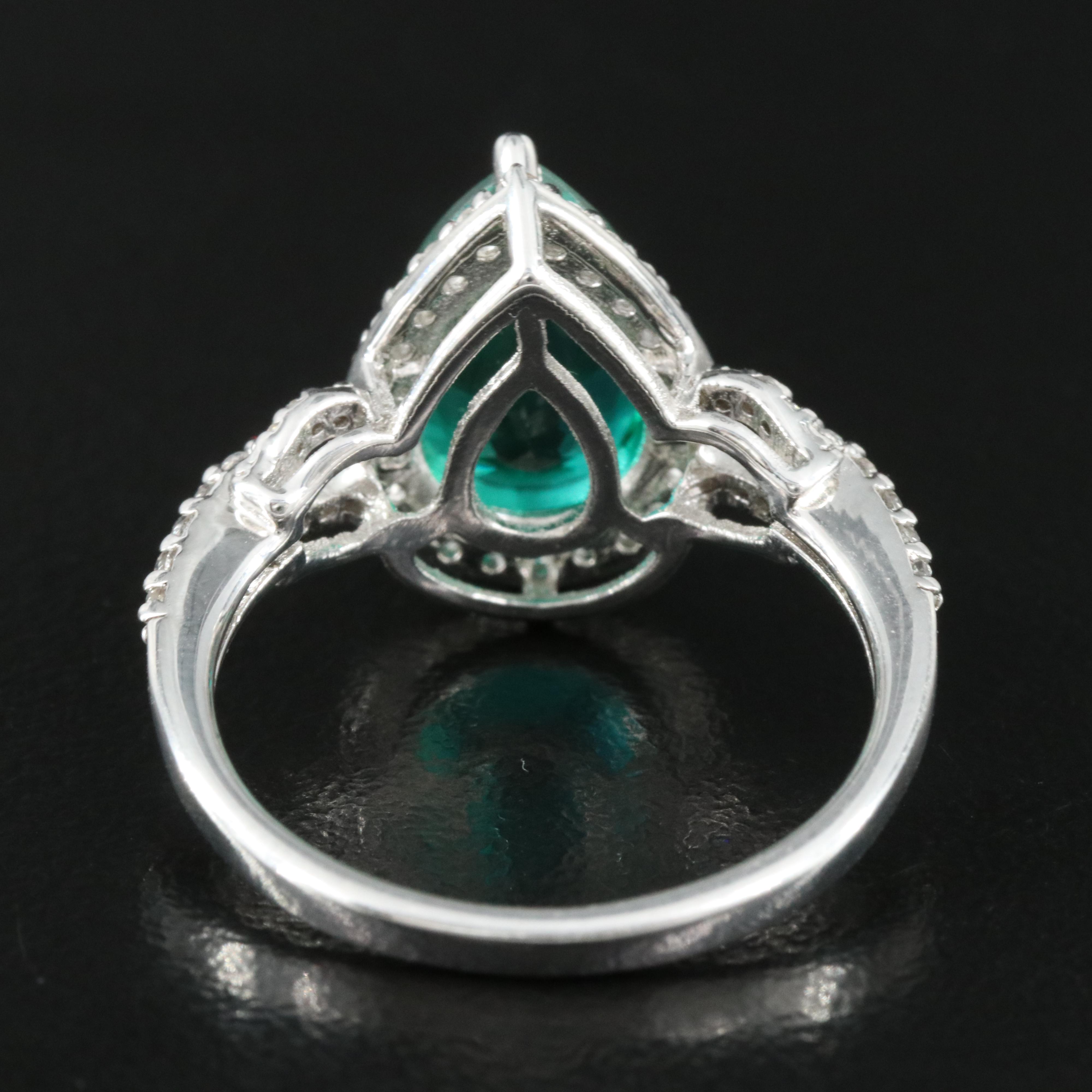 Sterling Emerald and Sapphire Halo Ring | EBTH