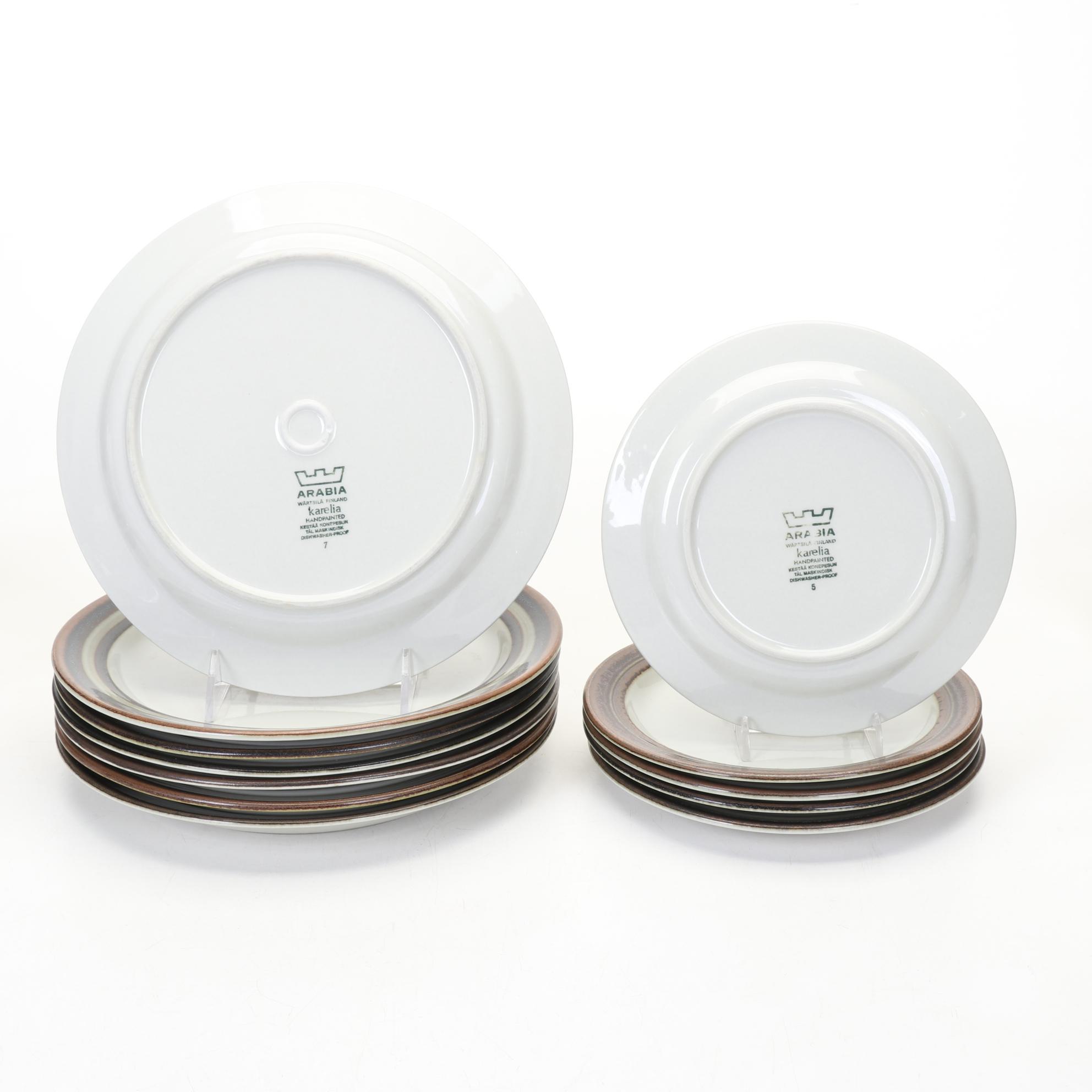 Arabia "Karelia" Ceramic Dinnerware and Lauffer Wood Handled Flatware ...