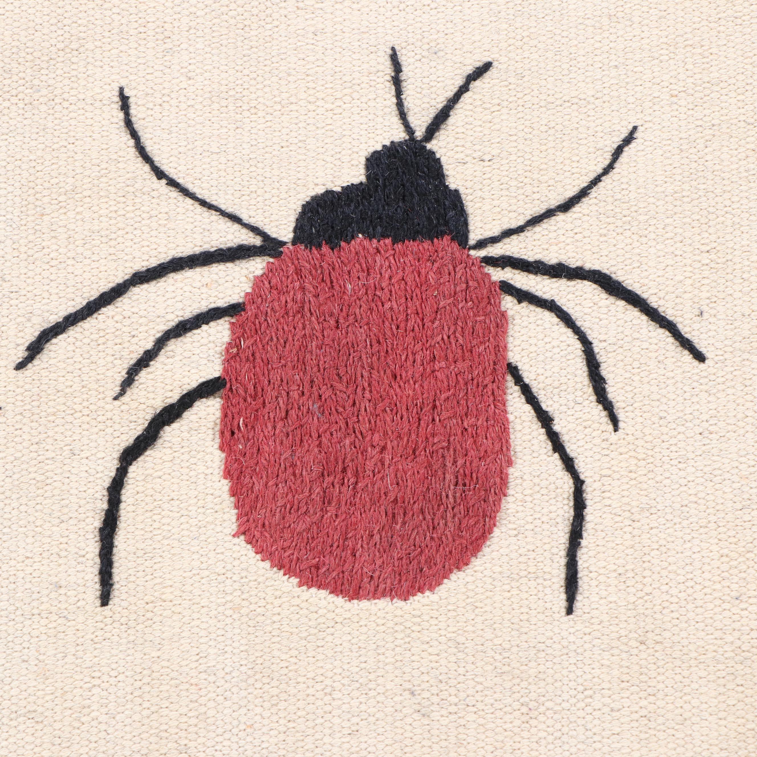 5'3 x 7'11 Handmade Woven Pakistani Area Rug with Embroidered Insects ...