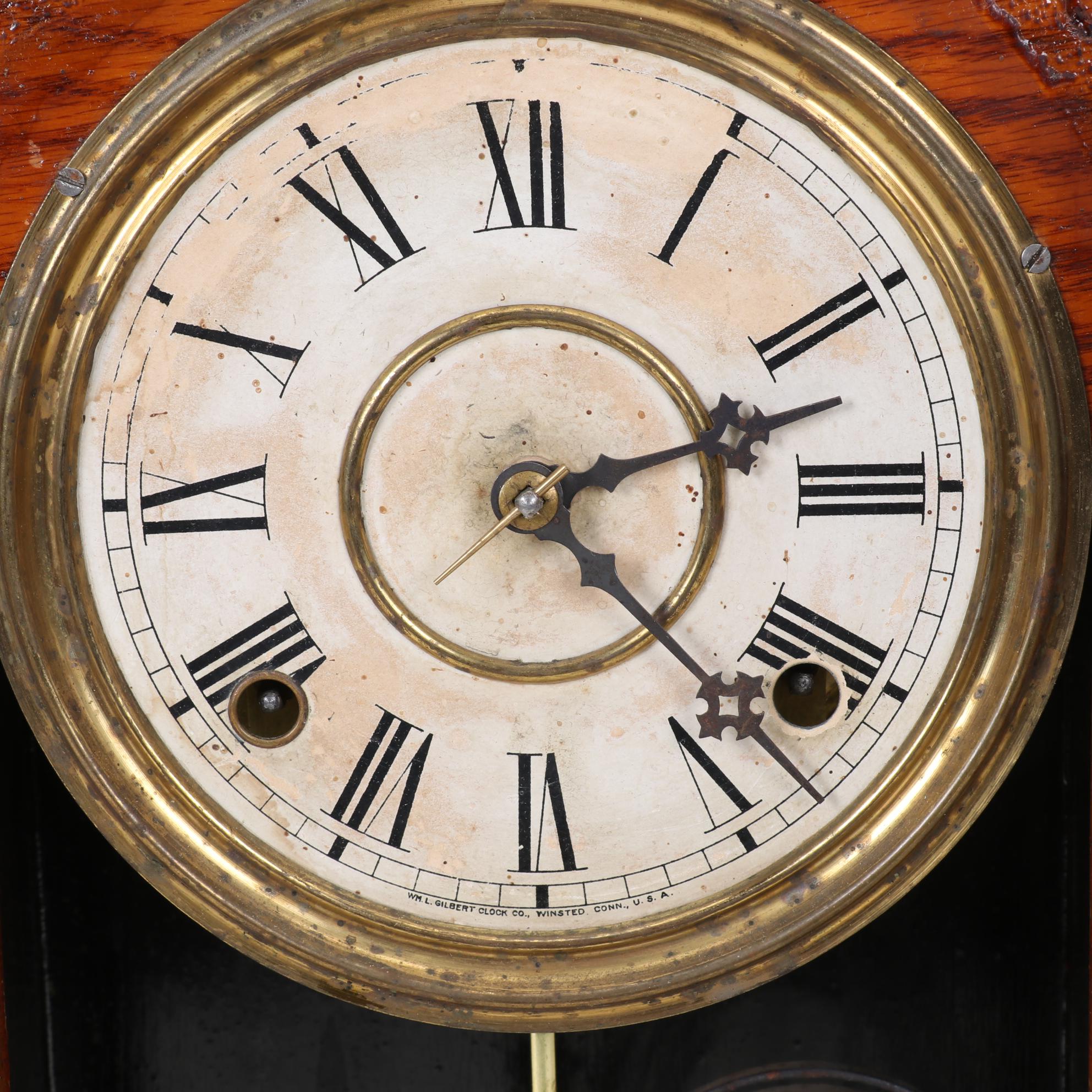 Victorian Gilbert Shelf Clock and MMA Stoneware Corn Pitcher | EBTH