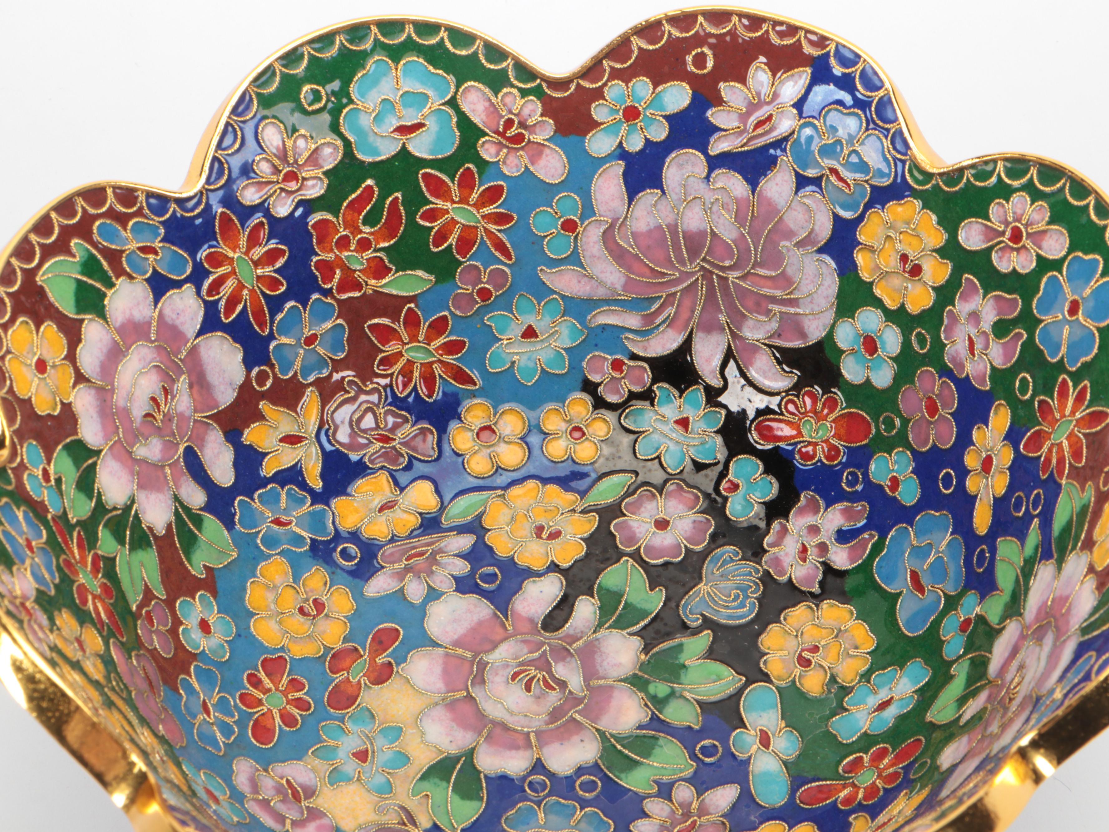 Japanese Woodblock Print Bamboo & Paper Fans with Chinese Enameled ...