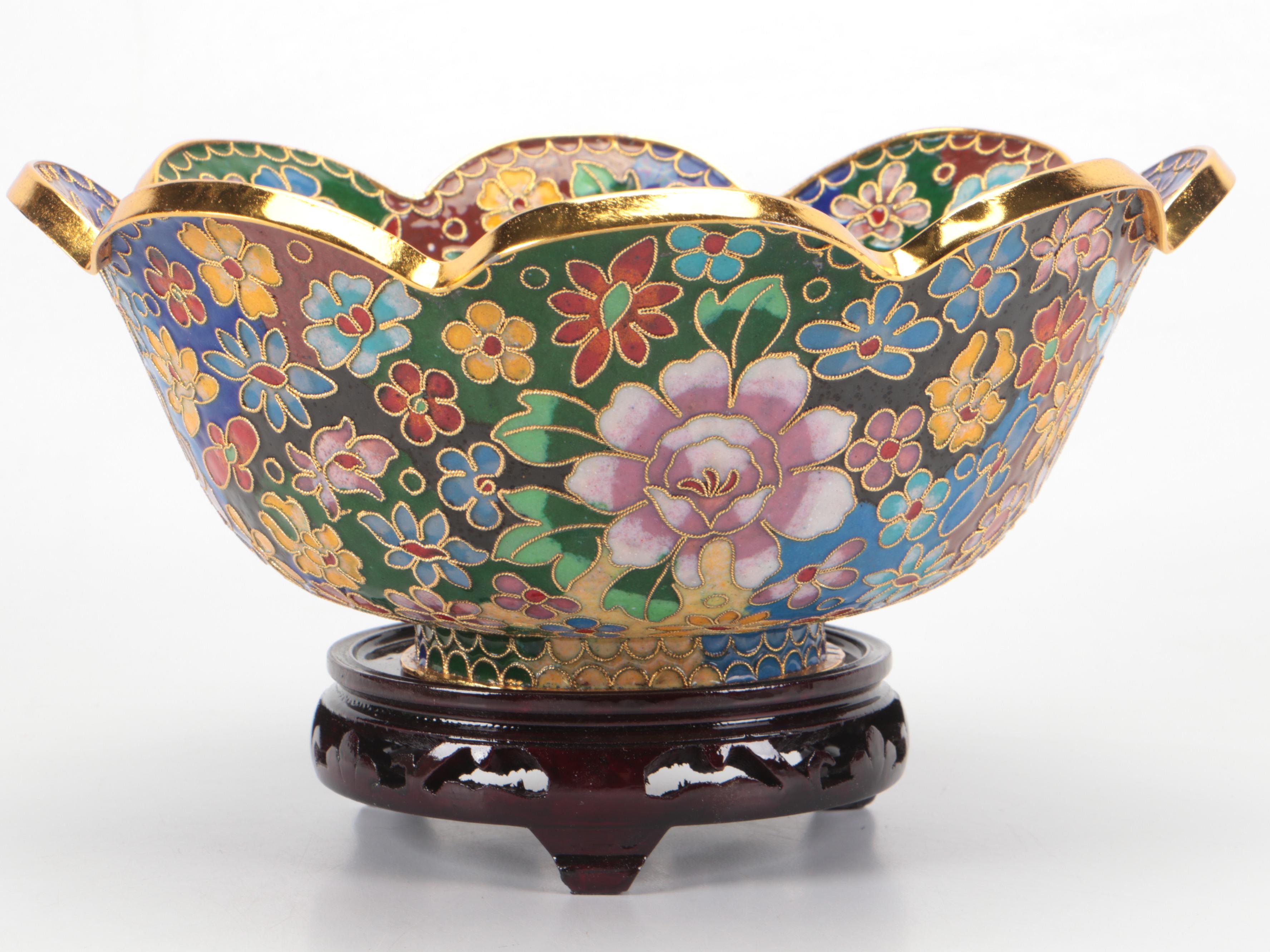 Japanese Woodblock Print Bamboo & Paper Fans with Chinese Enameled ...