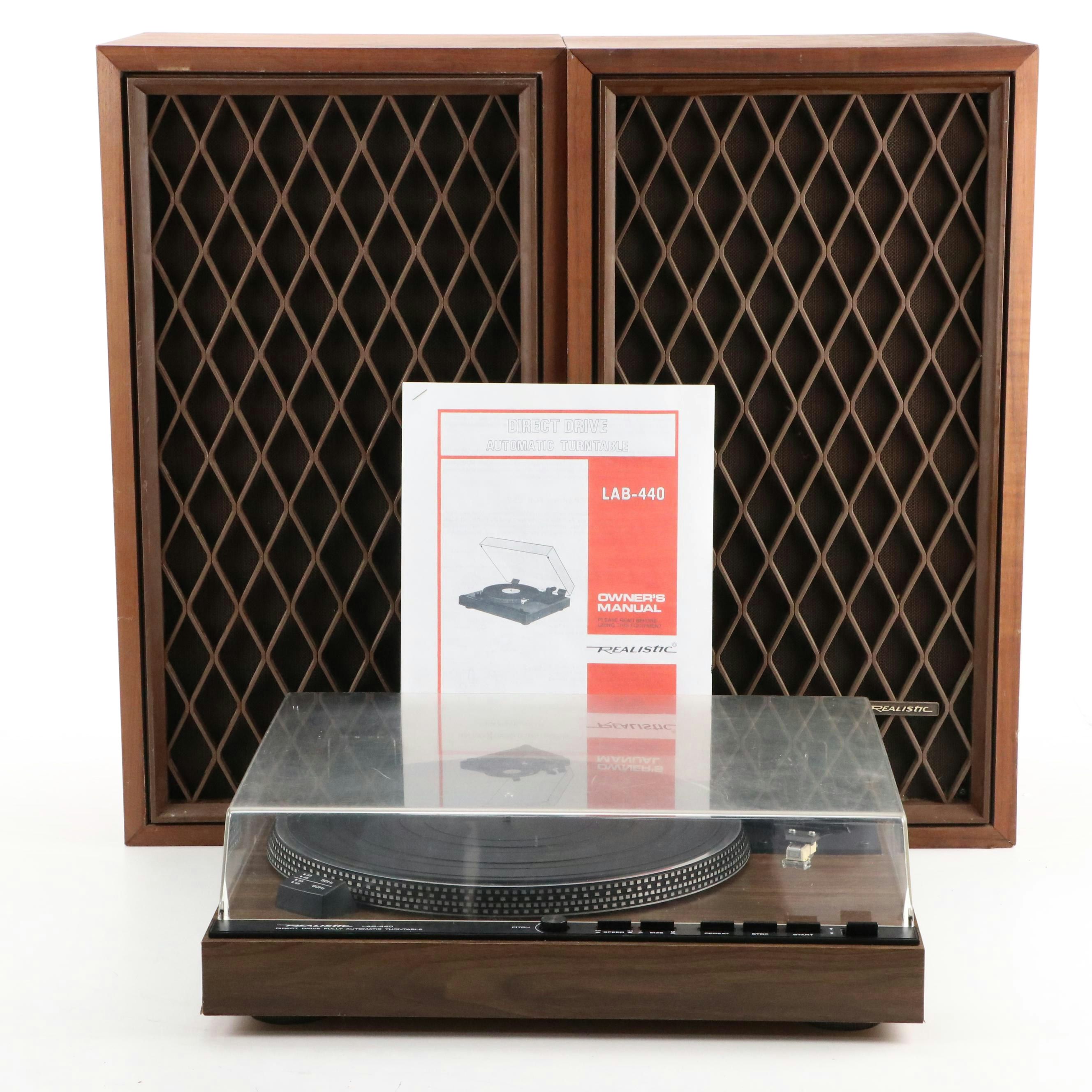 Realistic LAB-440 Direct Drive Automatic Turntable and Nova-7B Speakers ...