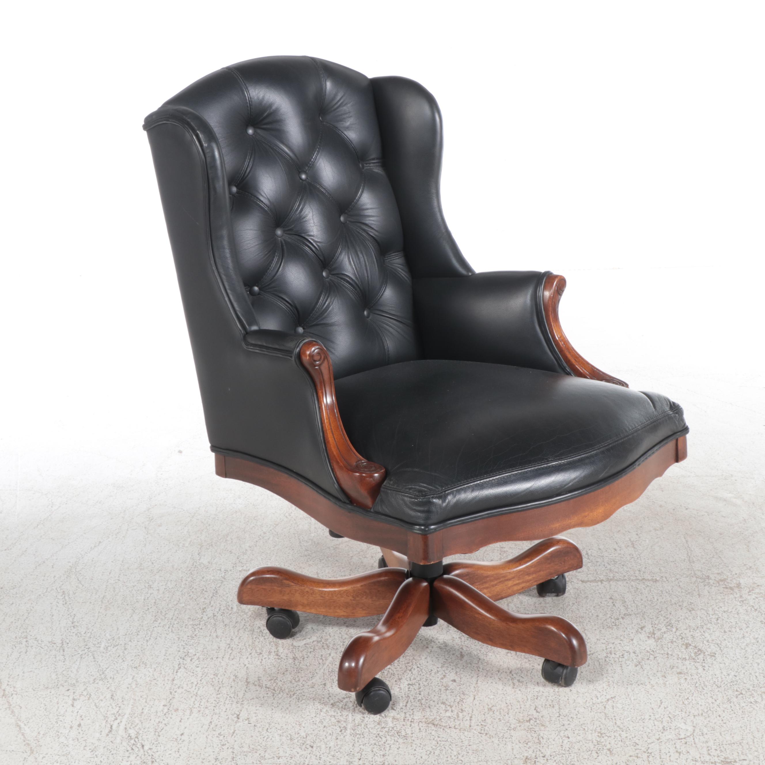 Sierra Móveis Portuguese Leather and Hardwood Executive Office Chair | EBTH