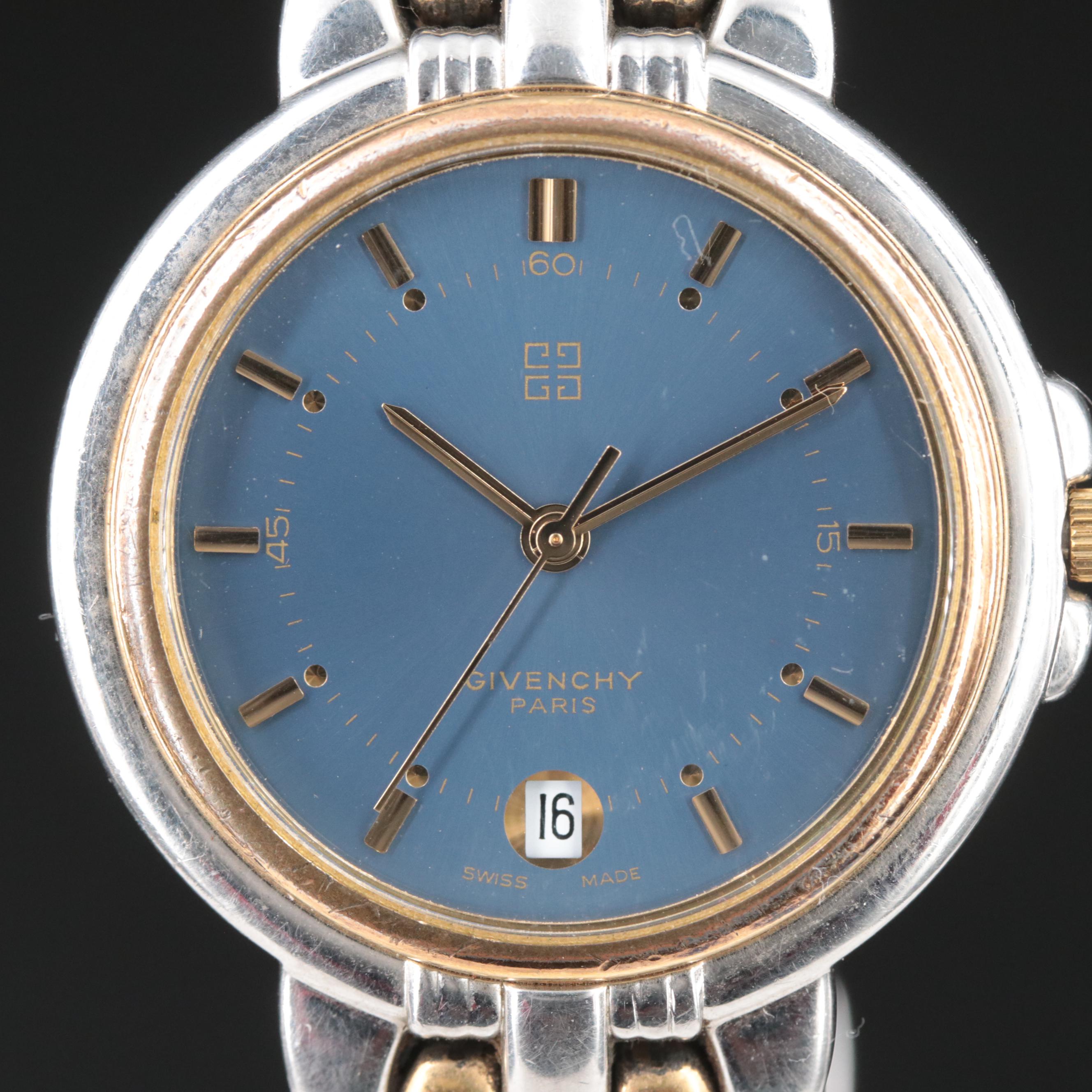 Givenchy Chenonceaux Stainless Steel and Gold Plate Blue Dial ...