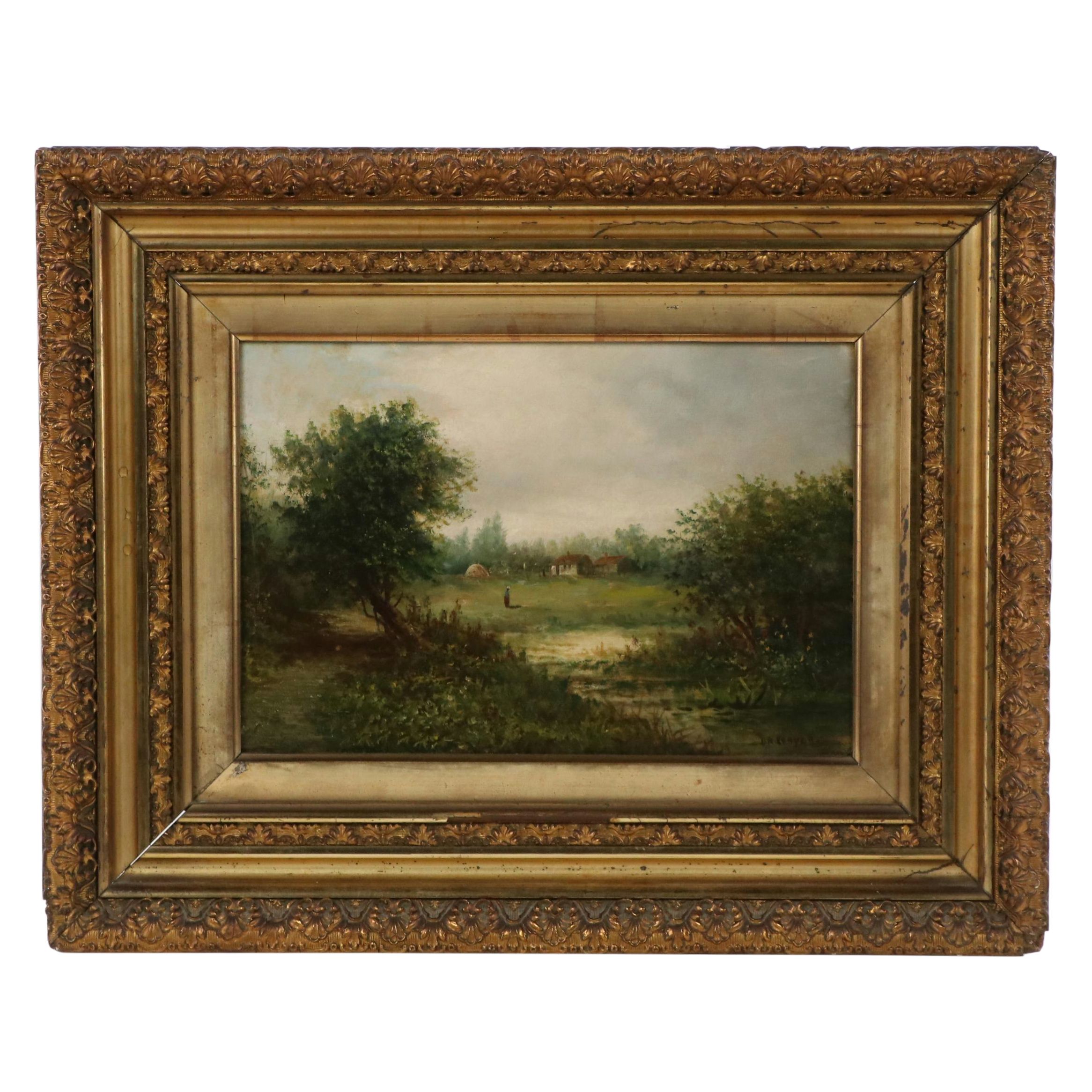 Henry Kenyon Oil Painting of Countryside Landscape, Late 19th Century ...