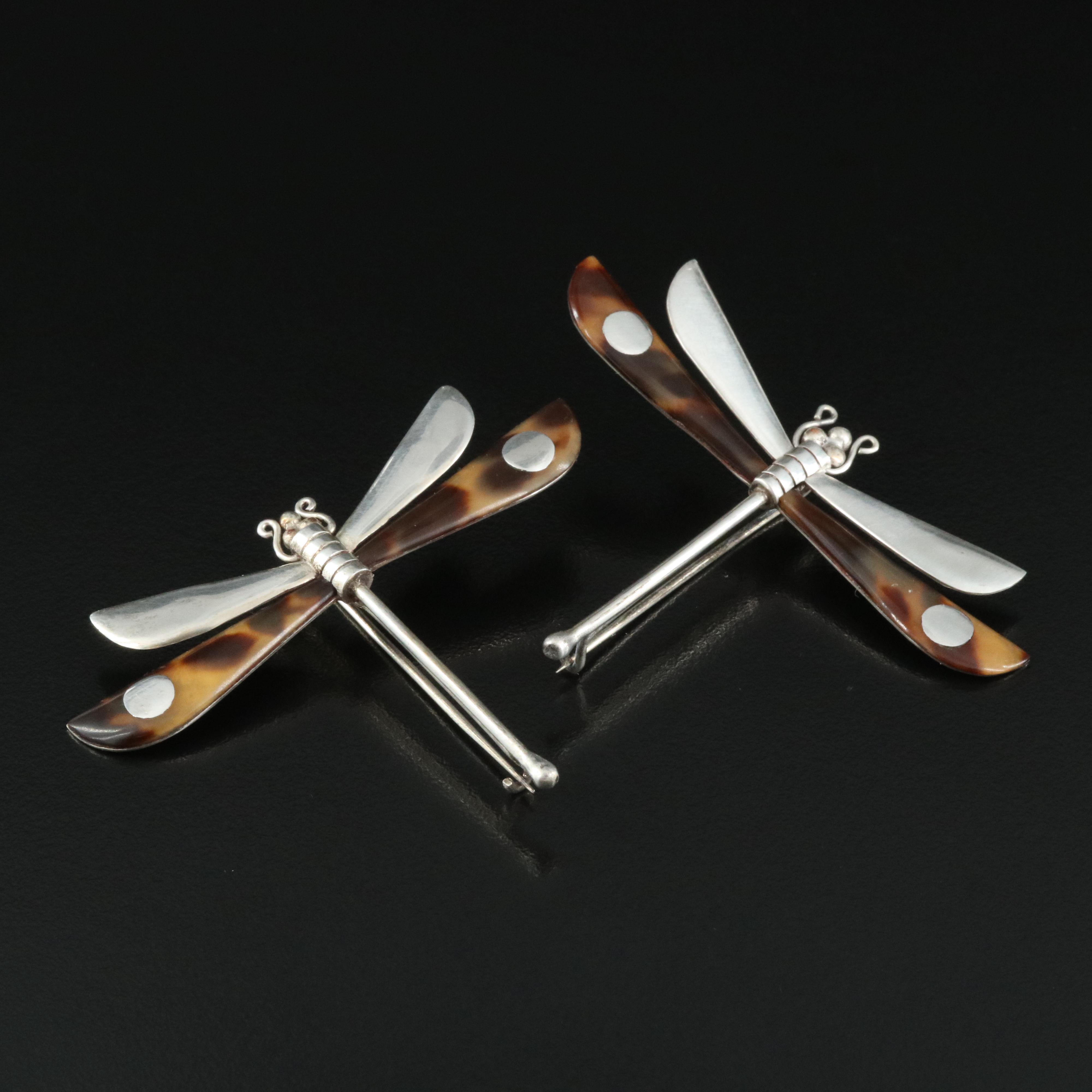1960s Mexican William Spratling Sterling Tortoise Shell Dragonfly Pins ...