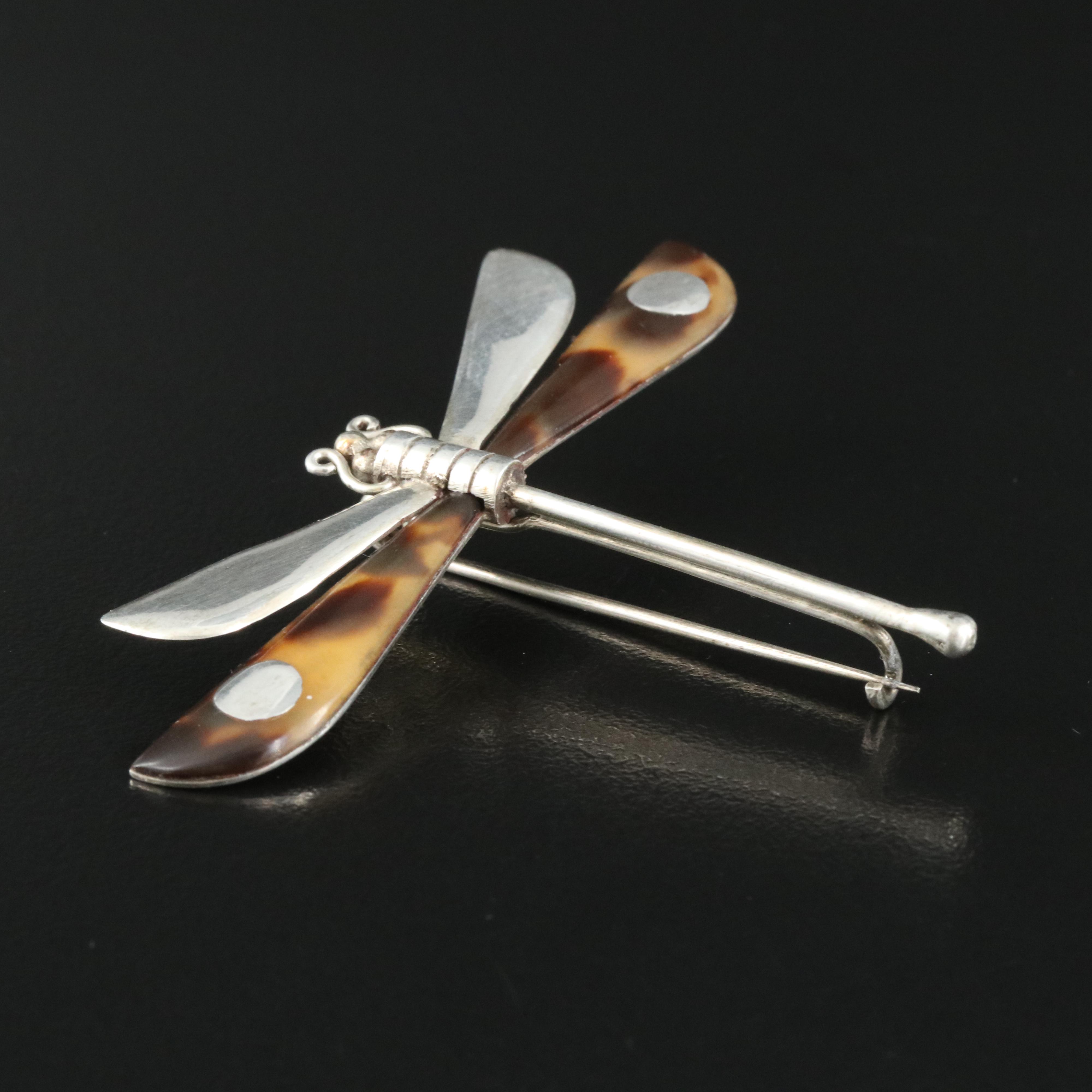 1960s Mexican William Spratling Sterling Tortoise Shell Dragonfly Pins ...