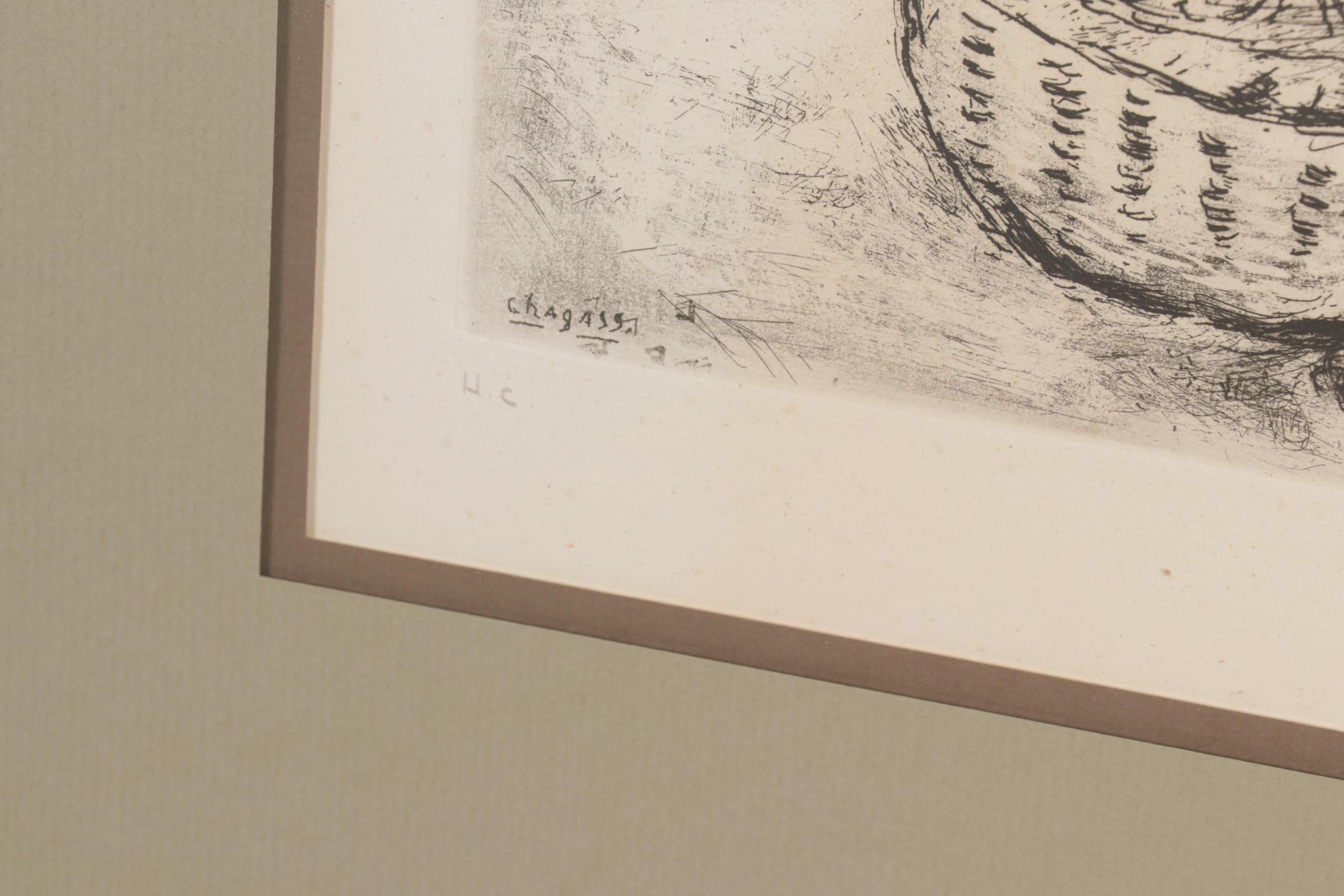 Marc Chagall Etching "Le Chien Qui Porte a Son Con le Dine de Son ...