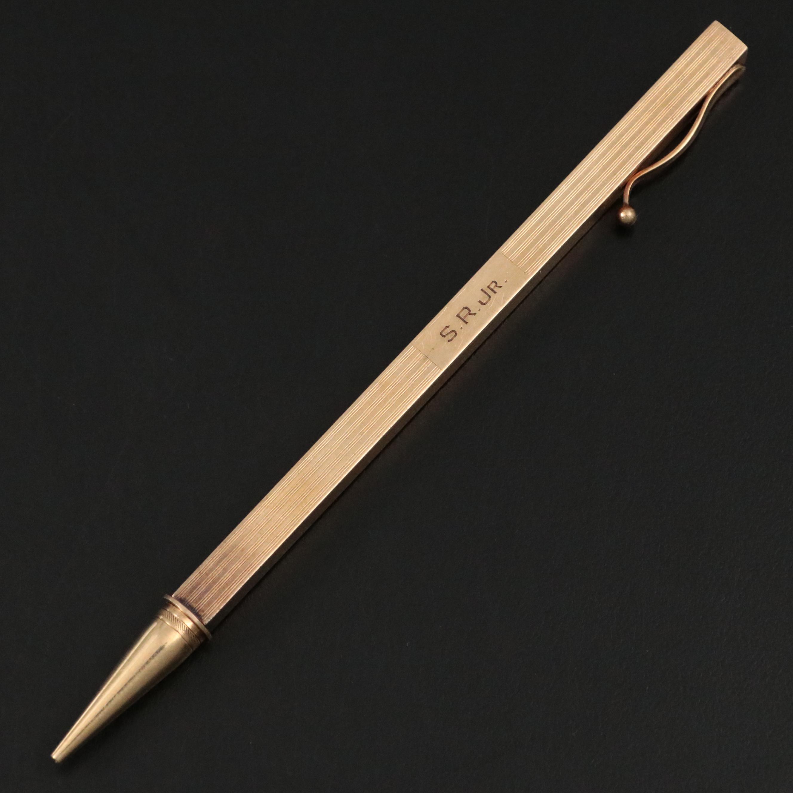 14K Gold Retractable Ruler Mechanical Pencil, Mid-20th Century | EBTH
