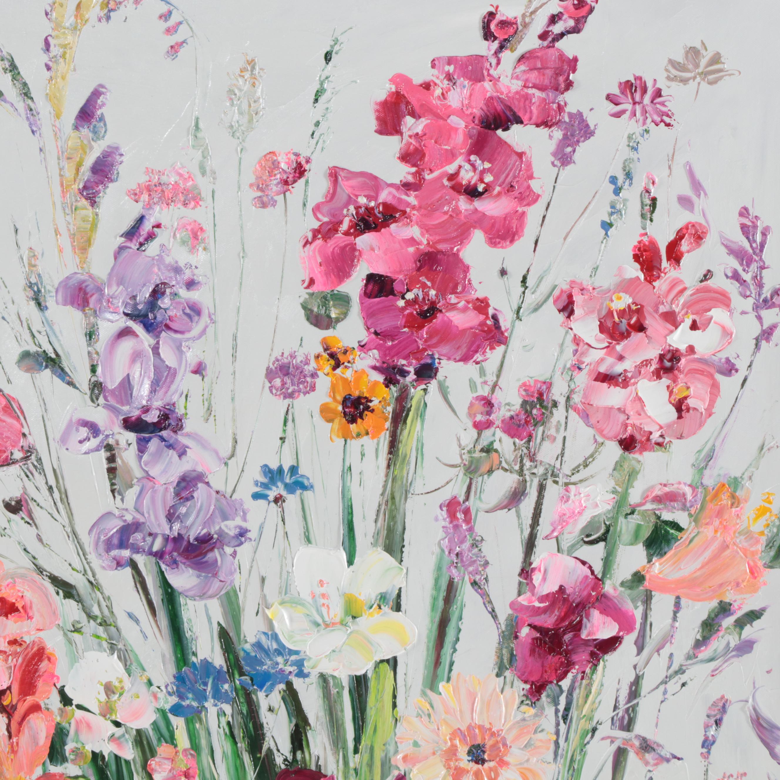 Ping Impressionist Style Acrylic Painting of Flowers, 21st Century | EBTH