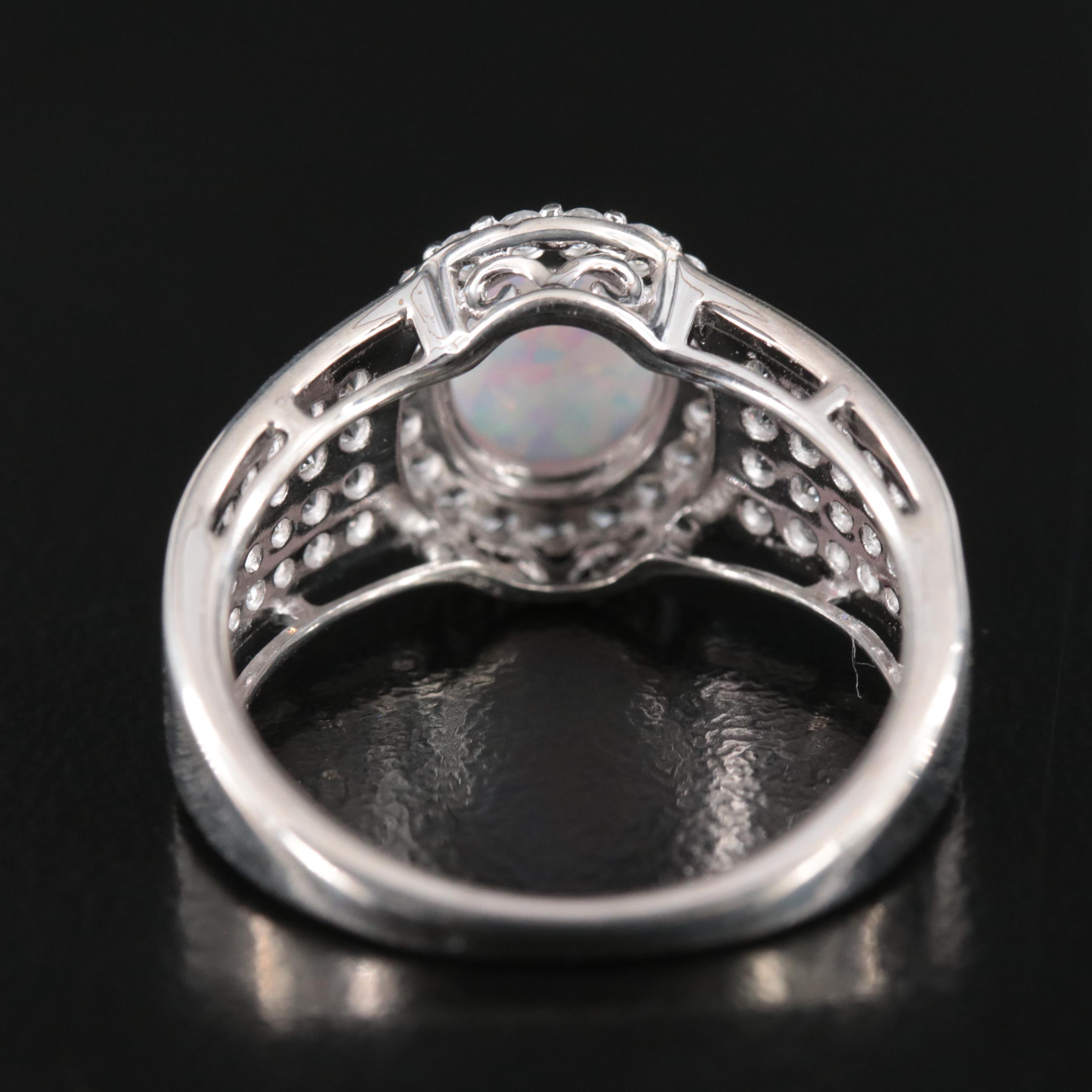 Sterling Opal and Sapphire Ring | EBTH