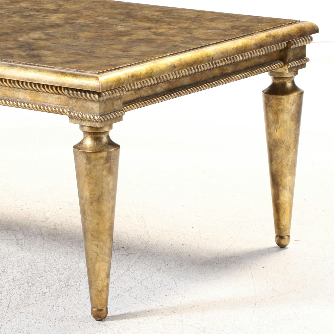 Swaim Furniture Gold Leaf-Decorated Extension Dining Table and Ten ... Swaim Furniture Gold Leaf-Decorated Extension Dining Table and Ten ...