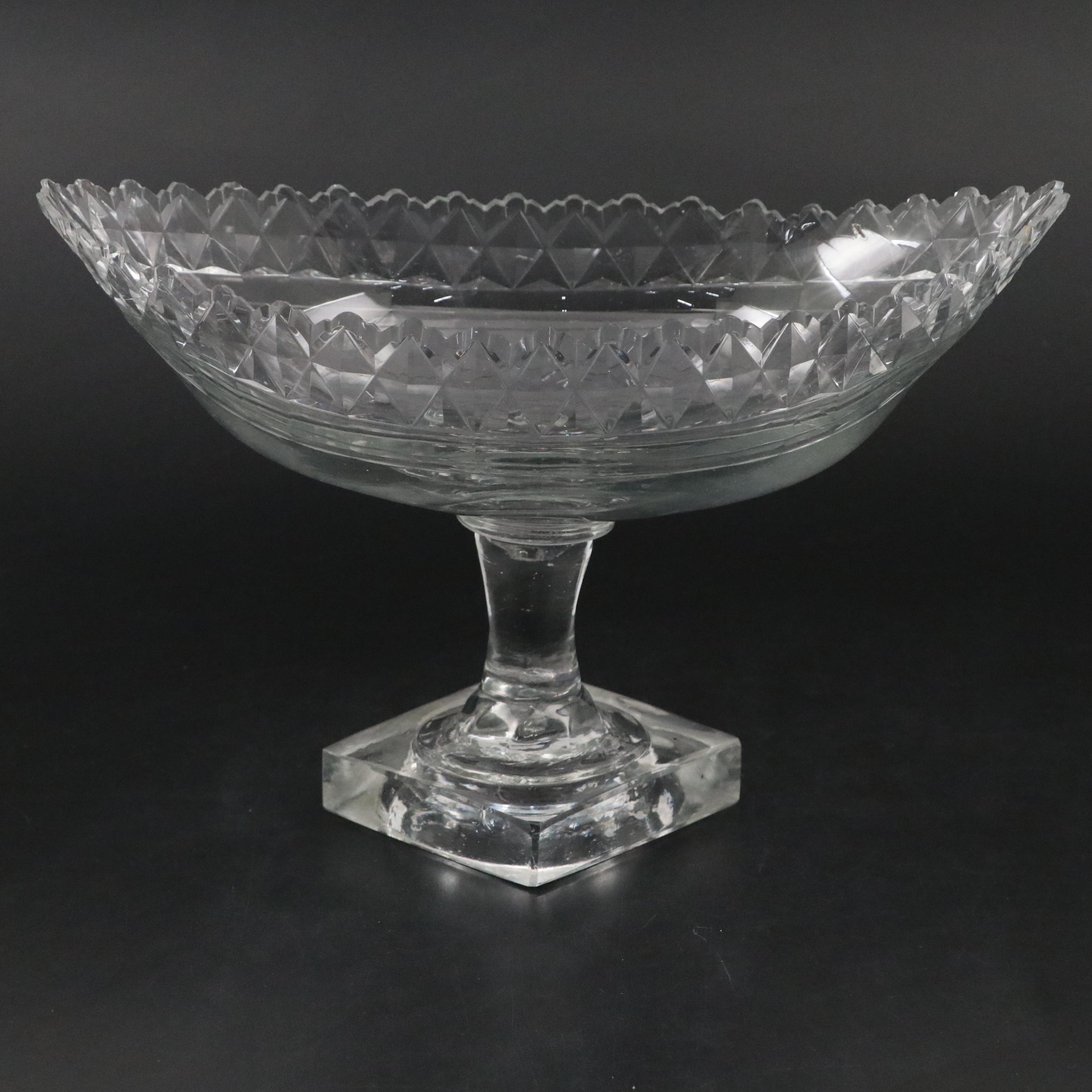Georgian Anglo-Irish Cut Glass Navette Shape Centerpiece Compote ...