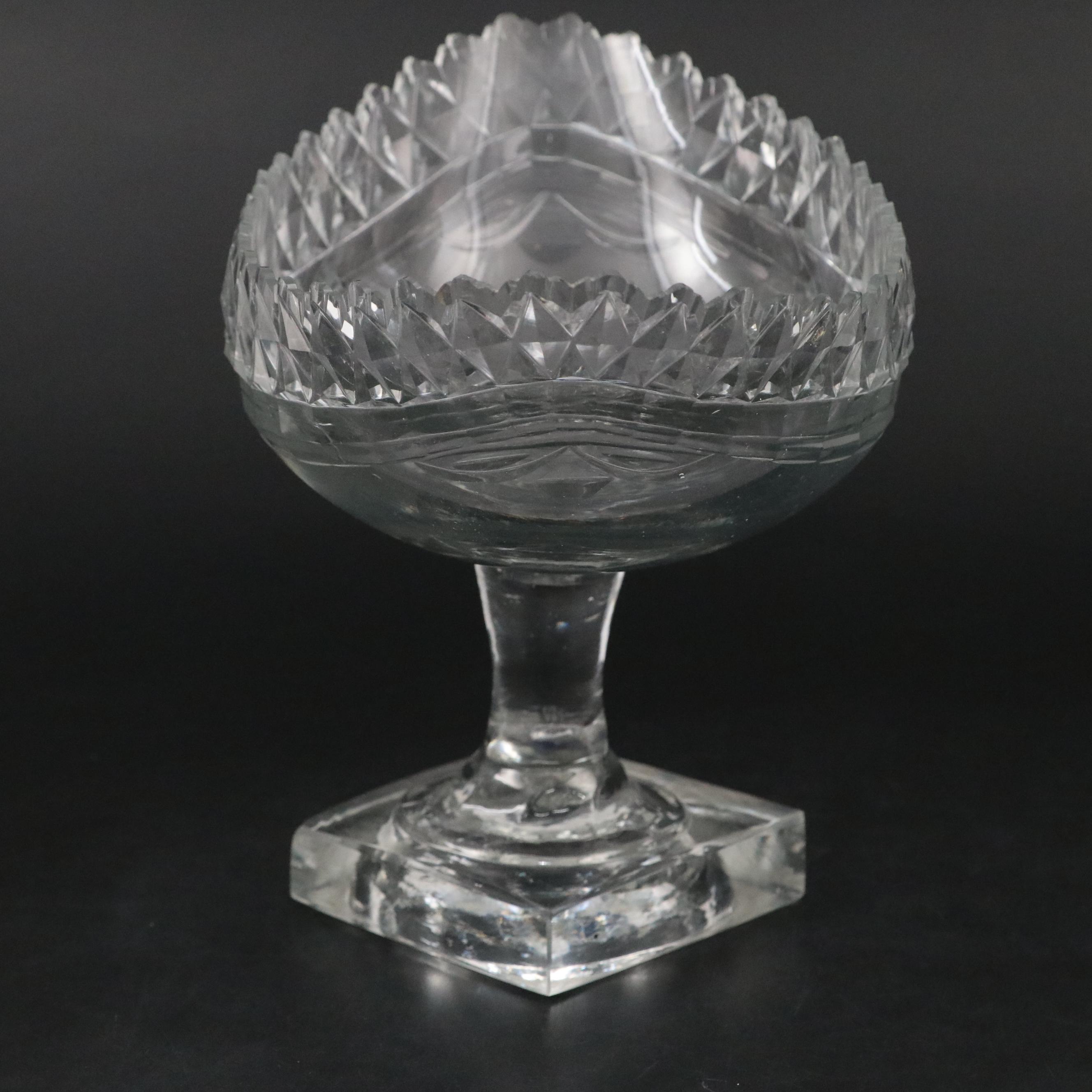 Georgian Anglo-Irish Cut Glass Navette Shape Centerpiece Compote ...
