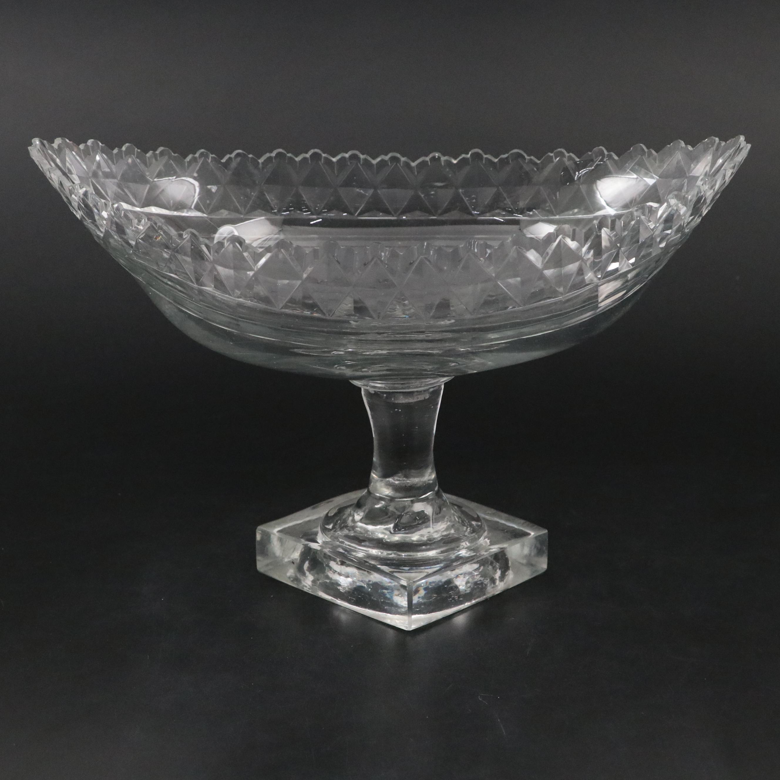 Georgian Anglo-Irish Cut Glass Navette Shape Centerpiece Compote ...