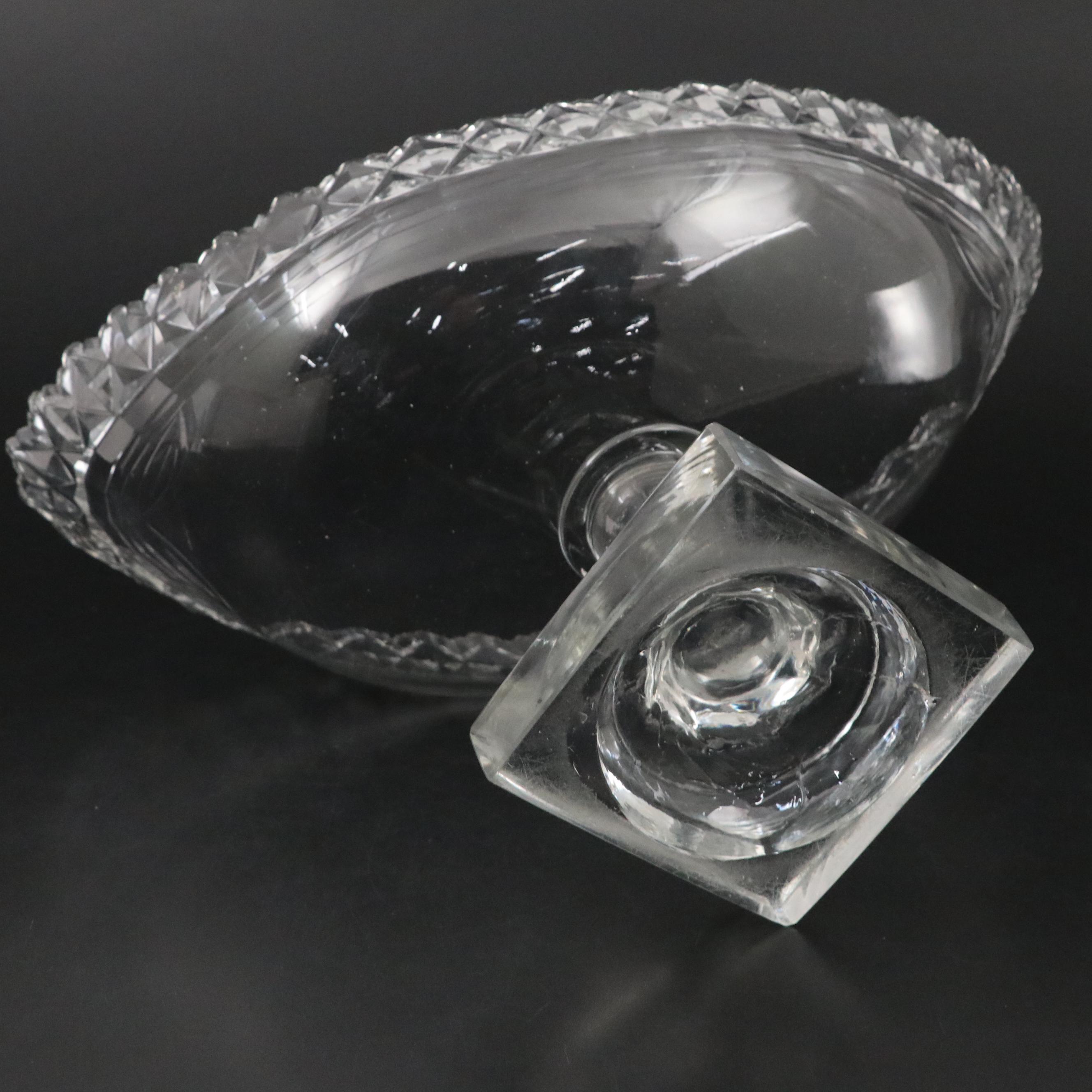 Georgian Anglo-Irish Cut Glass Navette Shape Centerpiece Compote ...