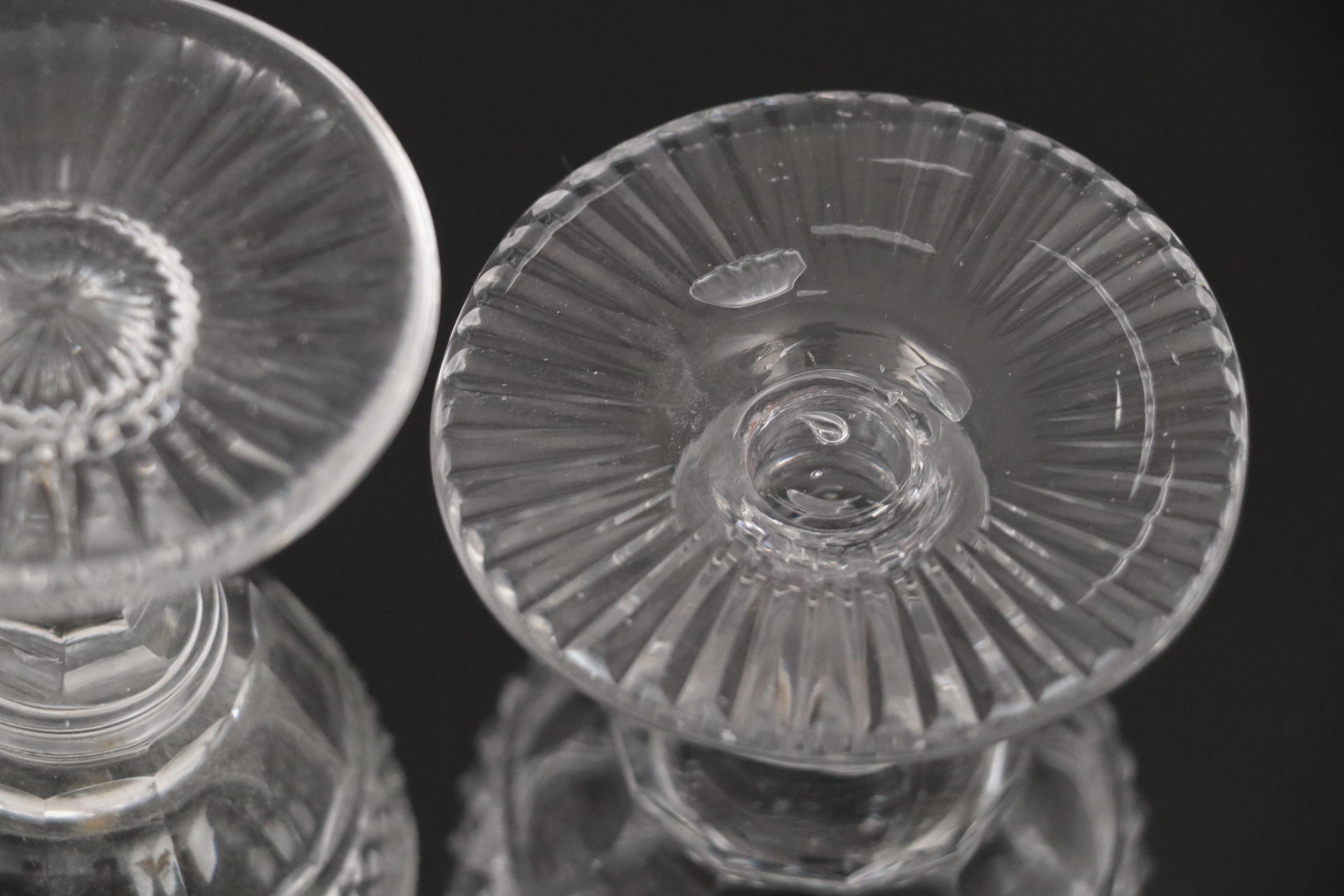 English Diamond Pattern Glass Pitcher and Glasses, Early 19th Century ...