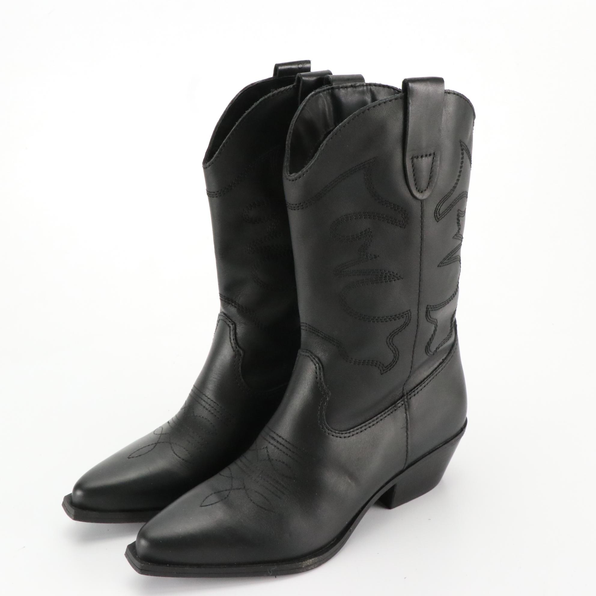 Steve Madden Black Western Boots, Charlotte Russe Stone Leather Raven ...