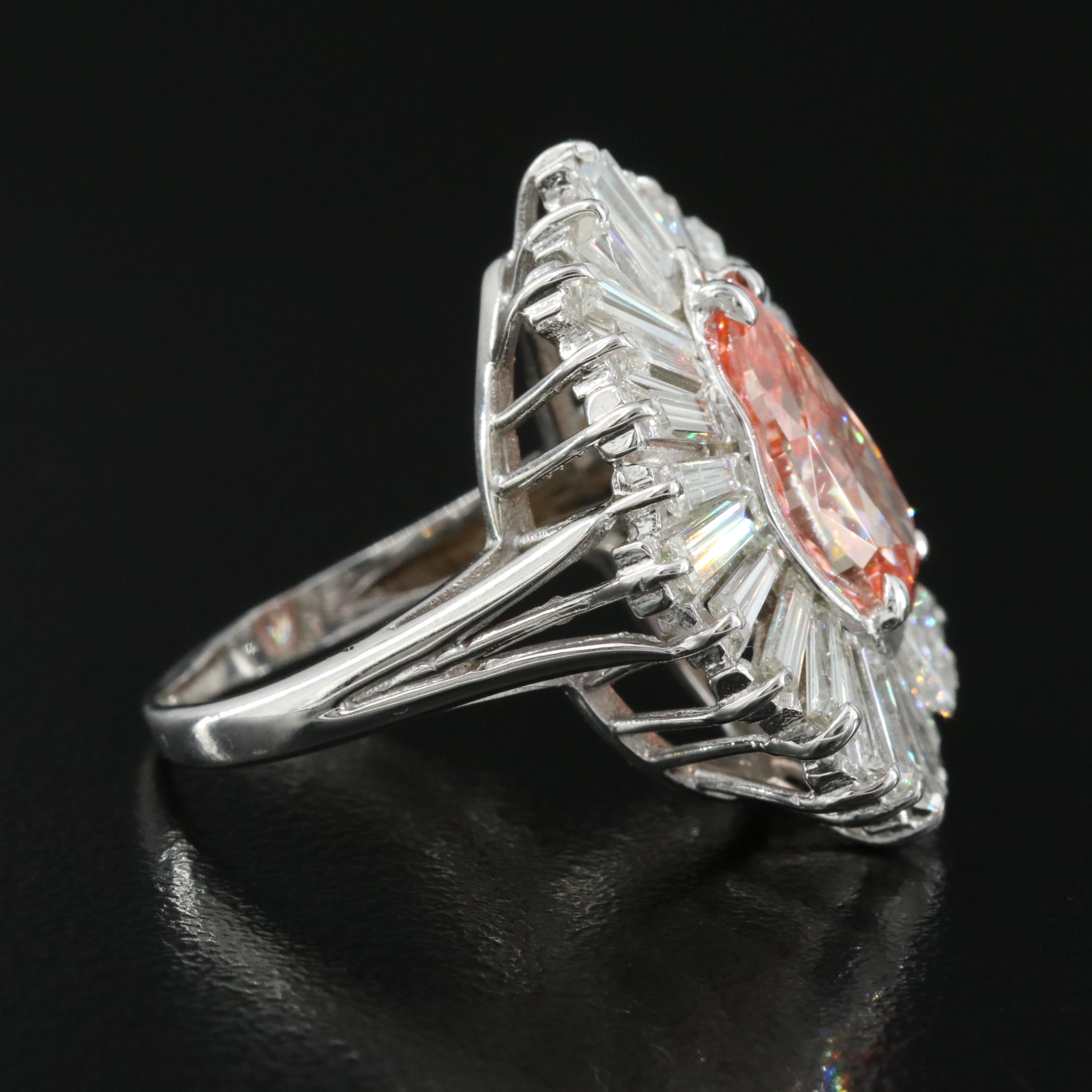 18K 7.20 CTW (Origin Undetermined) Fancy Orangy Pink Center Diamond ...