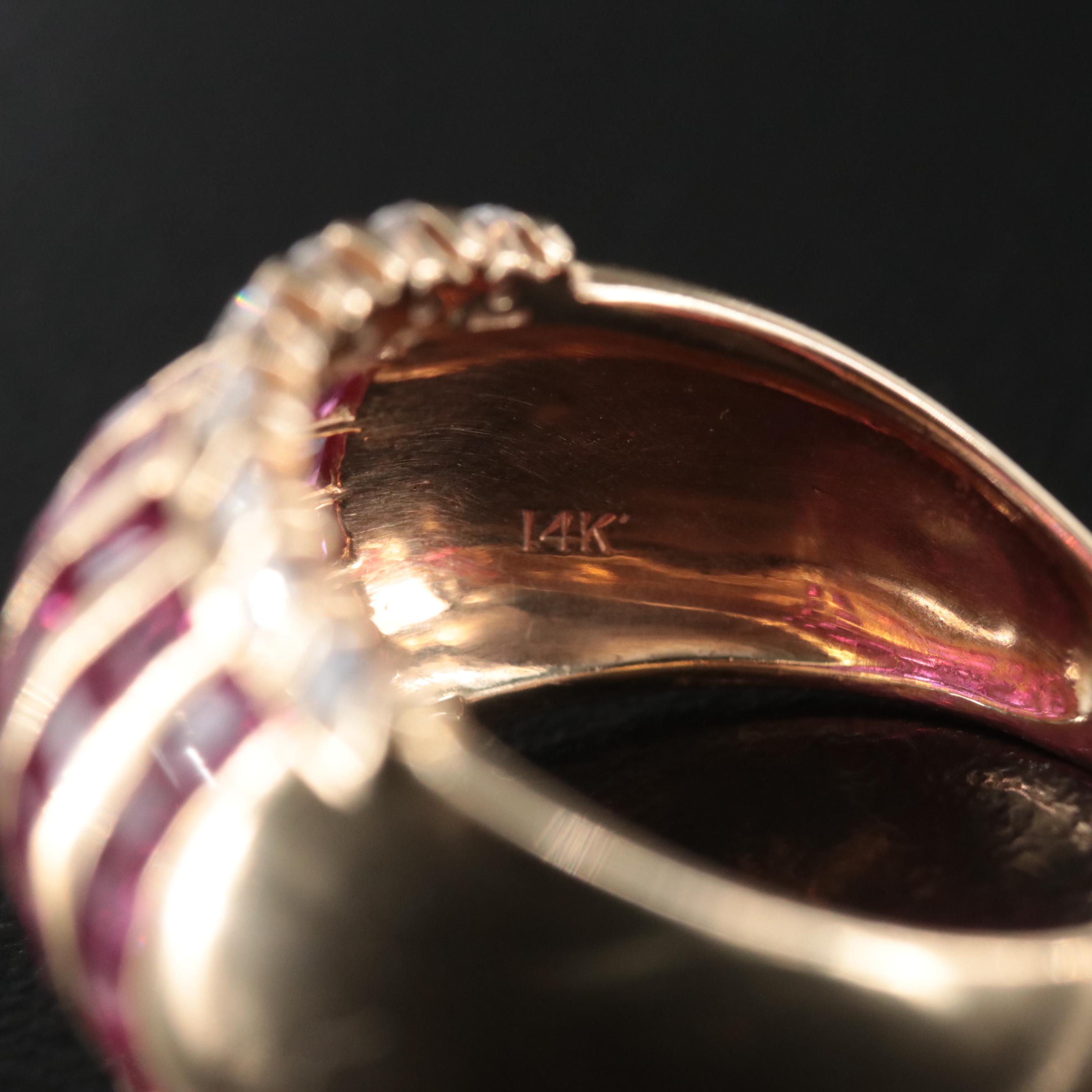 14K Ruby and Diamond Dome Ring | EBTH
