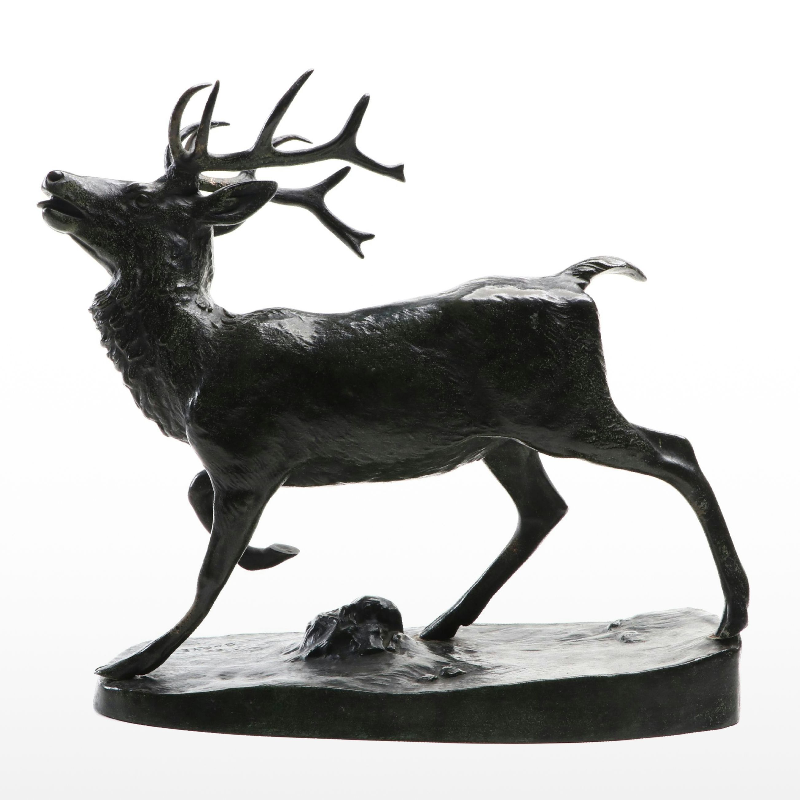 Antoine-Louis Barye Bronze Sculpture "Standing Stag," Mid to Late 19th ...