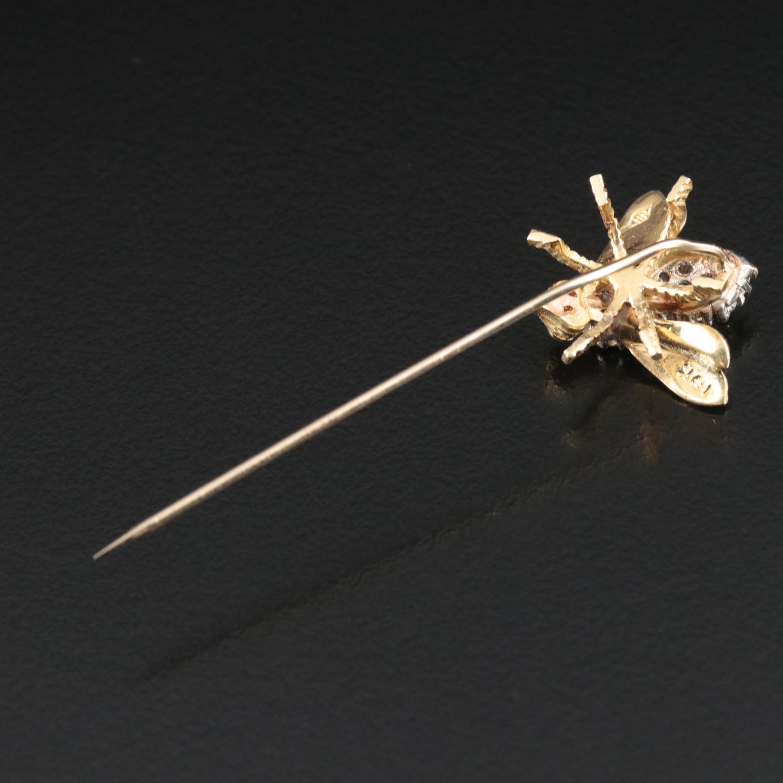 18K Diamond and Ruby Insect Stick Pin with 14K Closure | Everything But ...