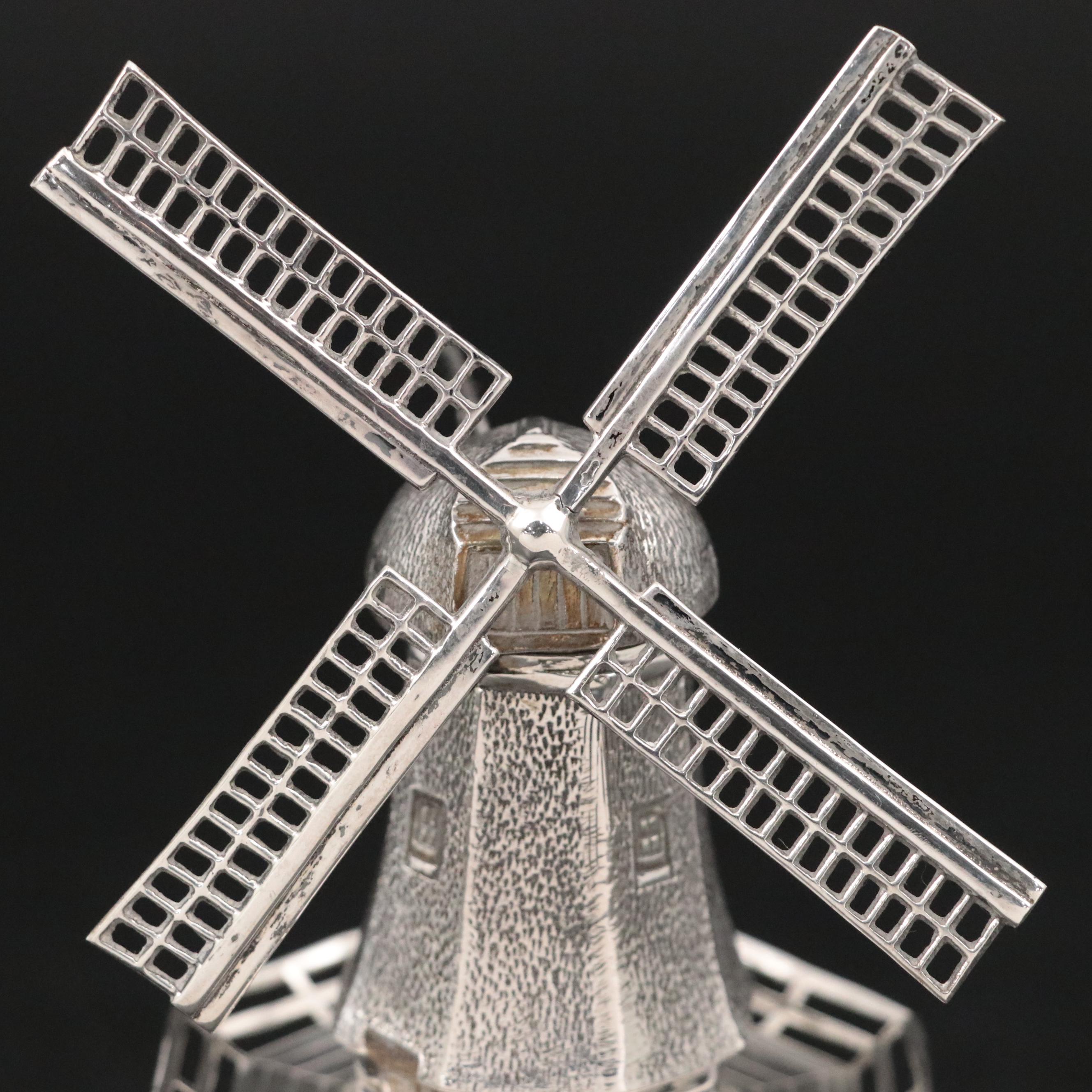 Dutch 800 Silver Miniature Articulated Windmill Figurine, 1964 | EBTH