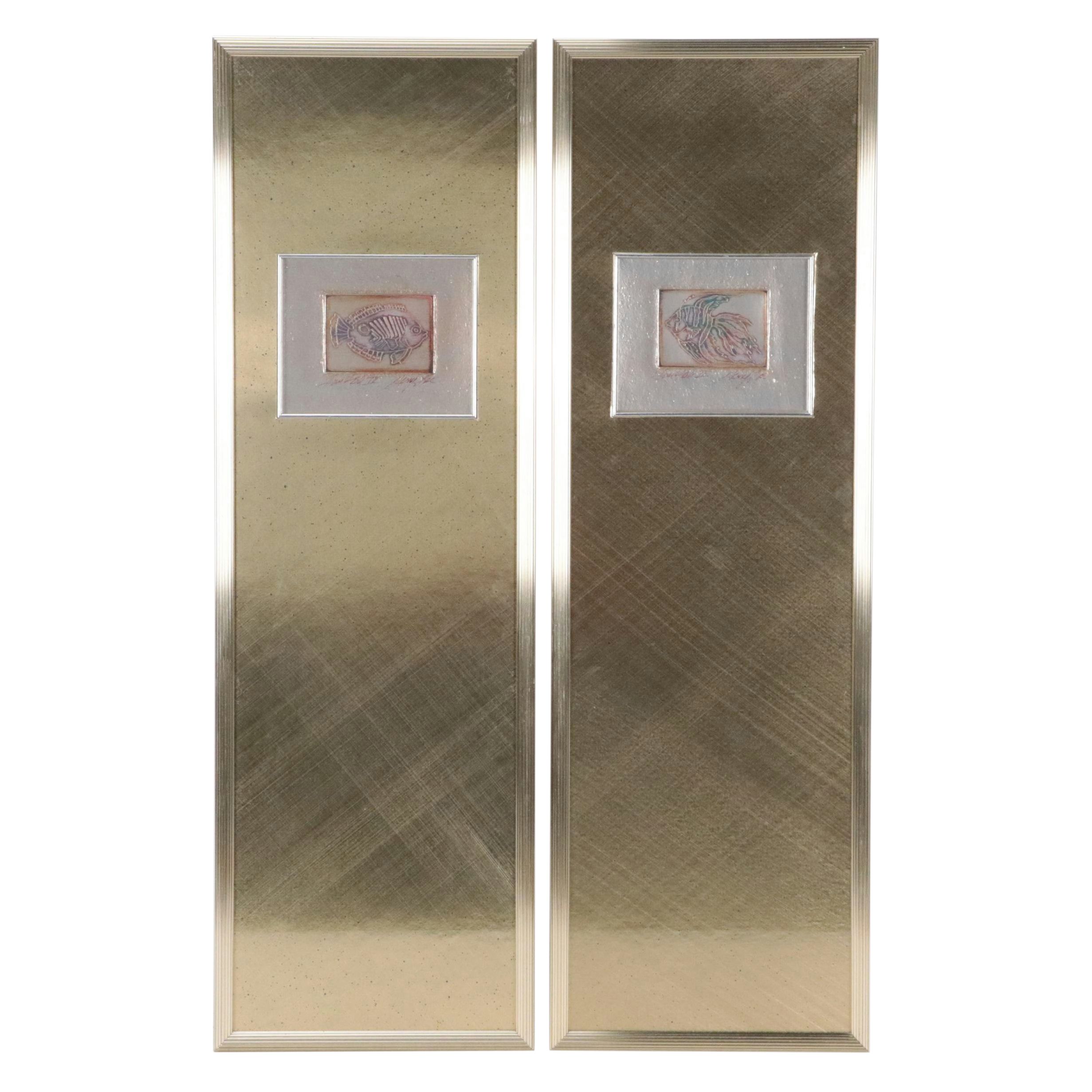 Embossed Metal Relief Prints "Sunfish II" and "Sunfish III" | EBTH