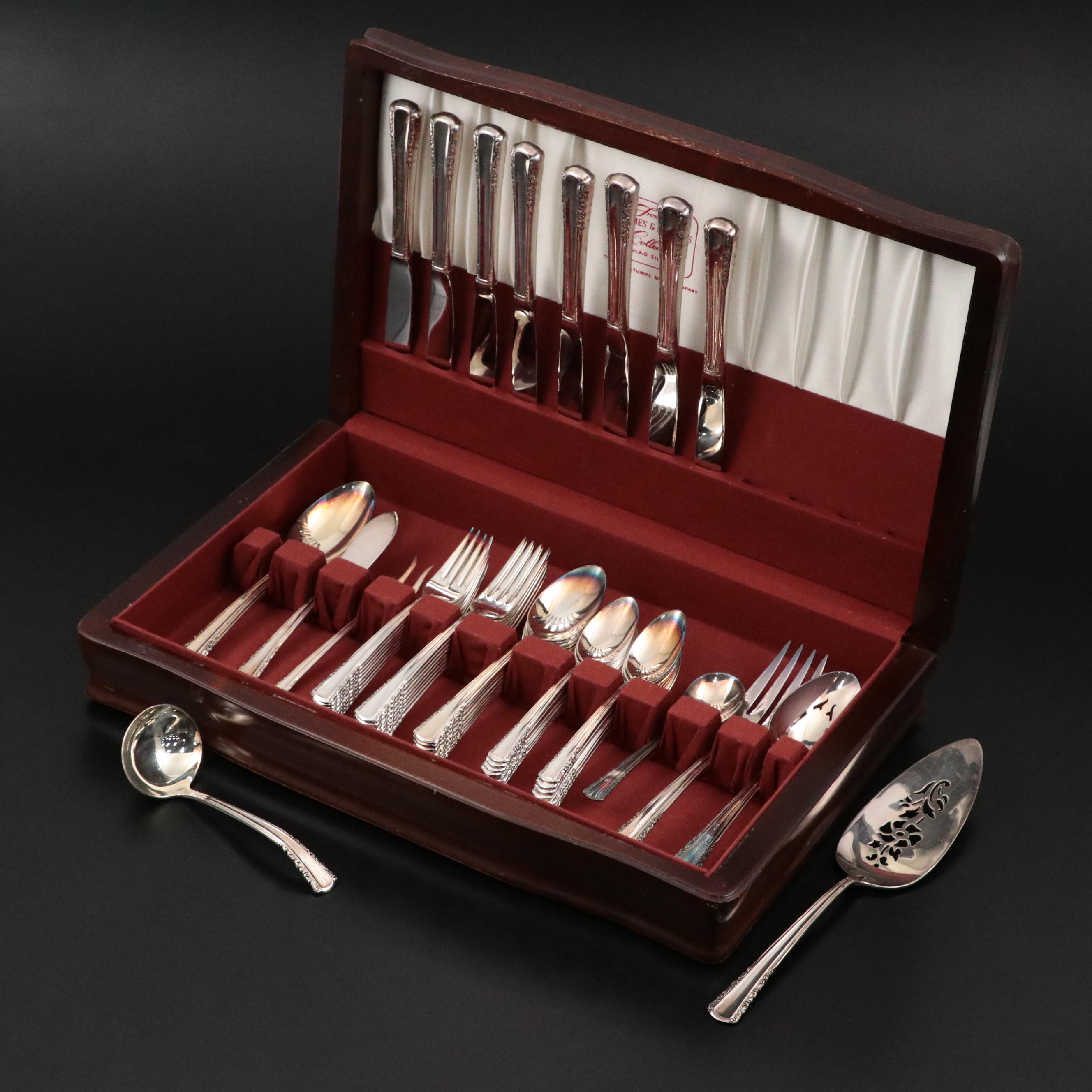 Holmes & Edwards "May Queen" Silver Plate Flatware with Storage Chest ...