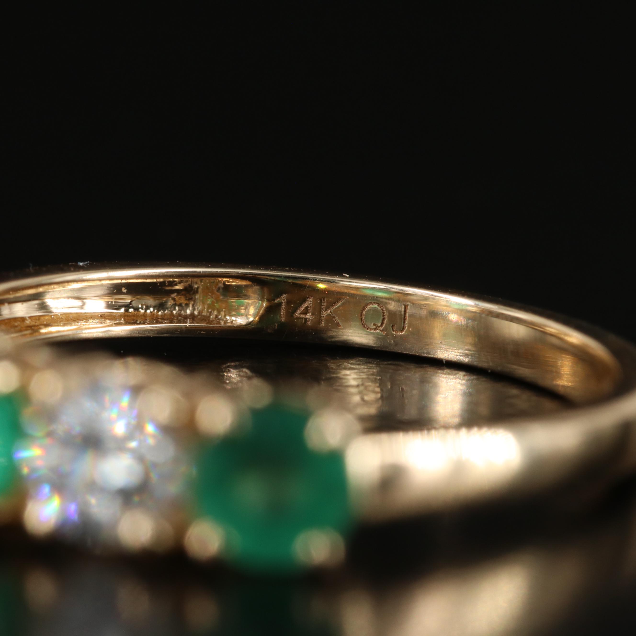 14K Lab Grown Diamond and Emerald Alternating Ring | EBTH